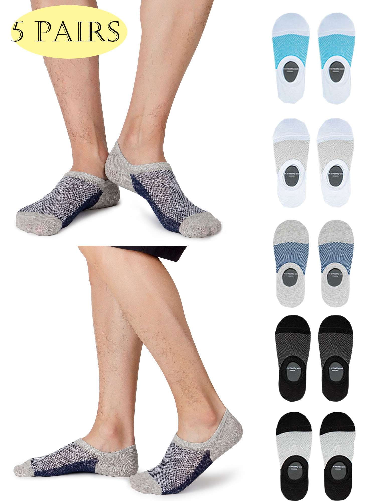 Lava 5 Pairs No Show Socks for Men Women Breathable Invisible Low Cut ...