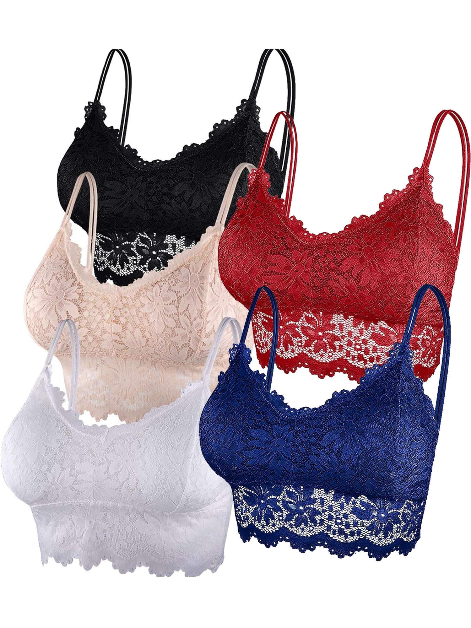 Lava 5 Pcs Lace Bralettes for Women Bralette Padded Sexy Deep V ...
