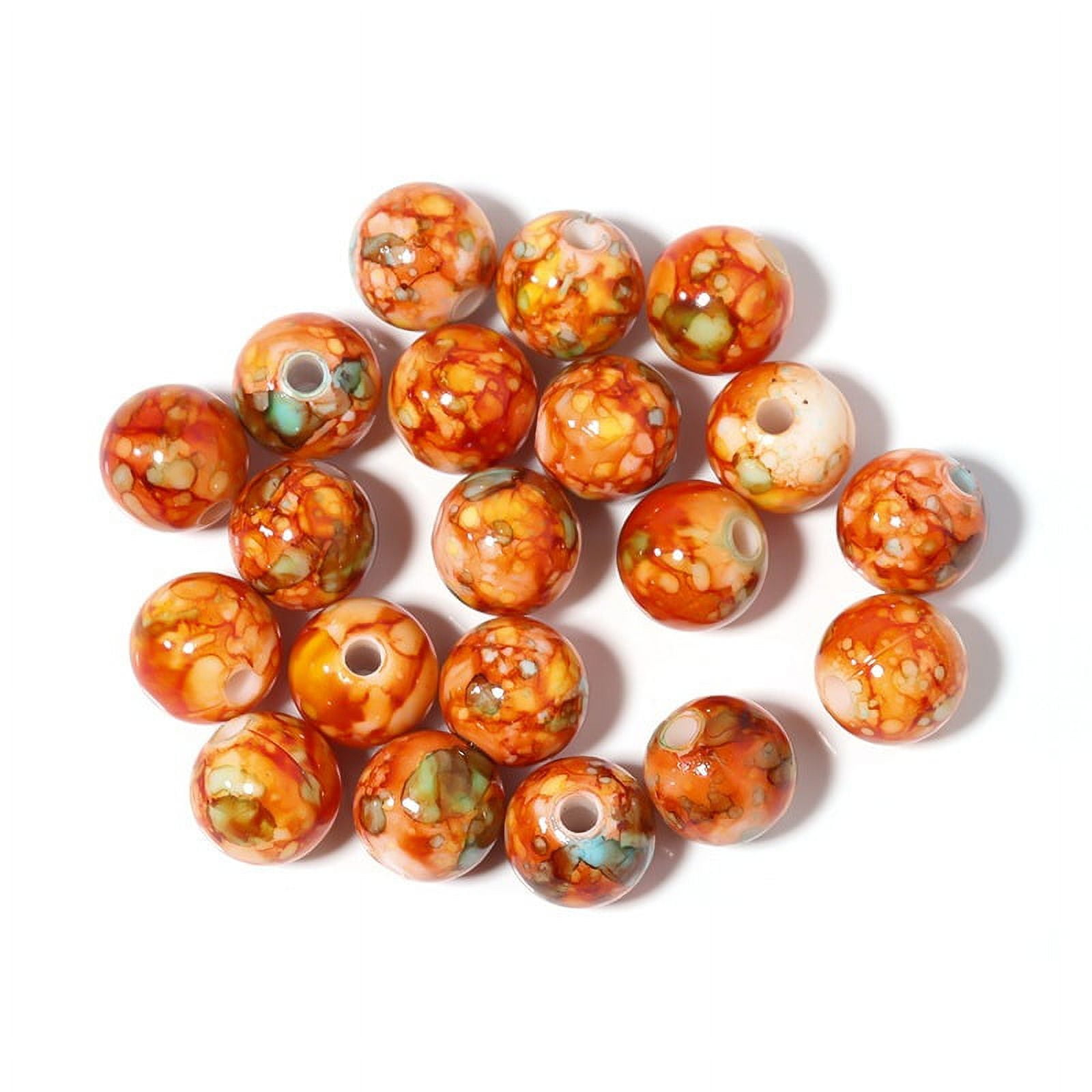Lava Beads Round Loose Marble Beads in Ink Patterns Chakra Beads with ...