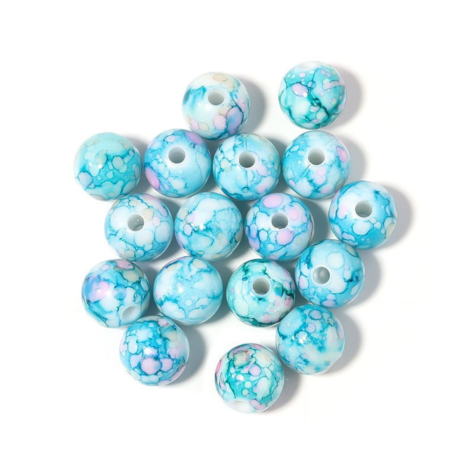 Lava Beads Round Loose Marble Beads in Ink Patterns Chakra Beads with ...
