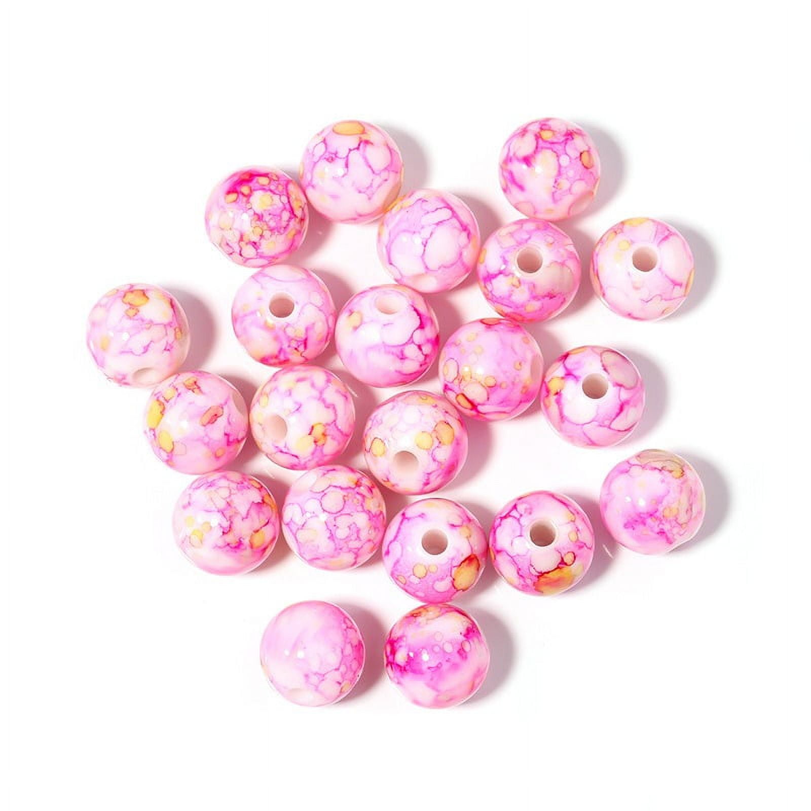 Lava Beads Round Loose Marble Beads in Ink Patterns Chakra Beads with ...