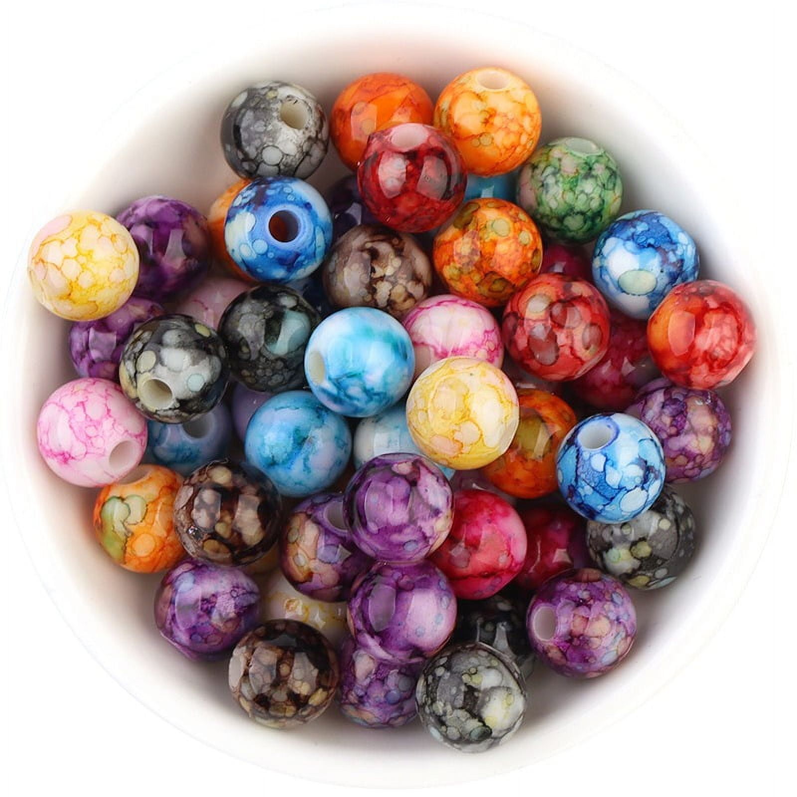Lava Beads Round Loose Marble Beads in Ink Patterns Chakra Beads with ...