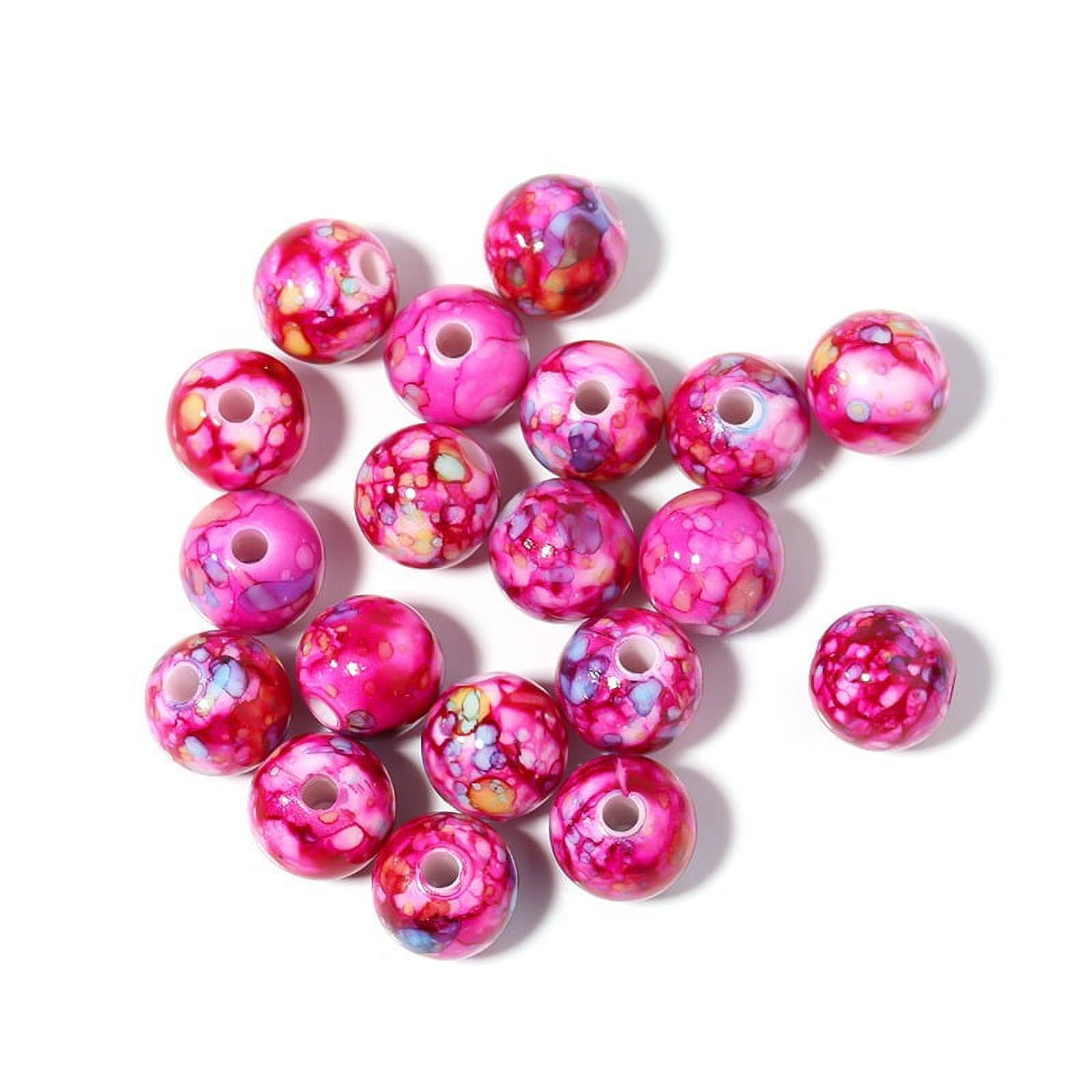 Lava Beads Round Loose Marble Beads in Ink Patterns Chakra Beads with ...
