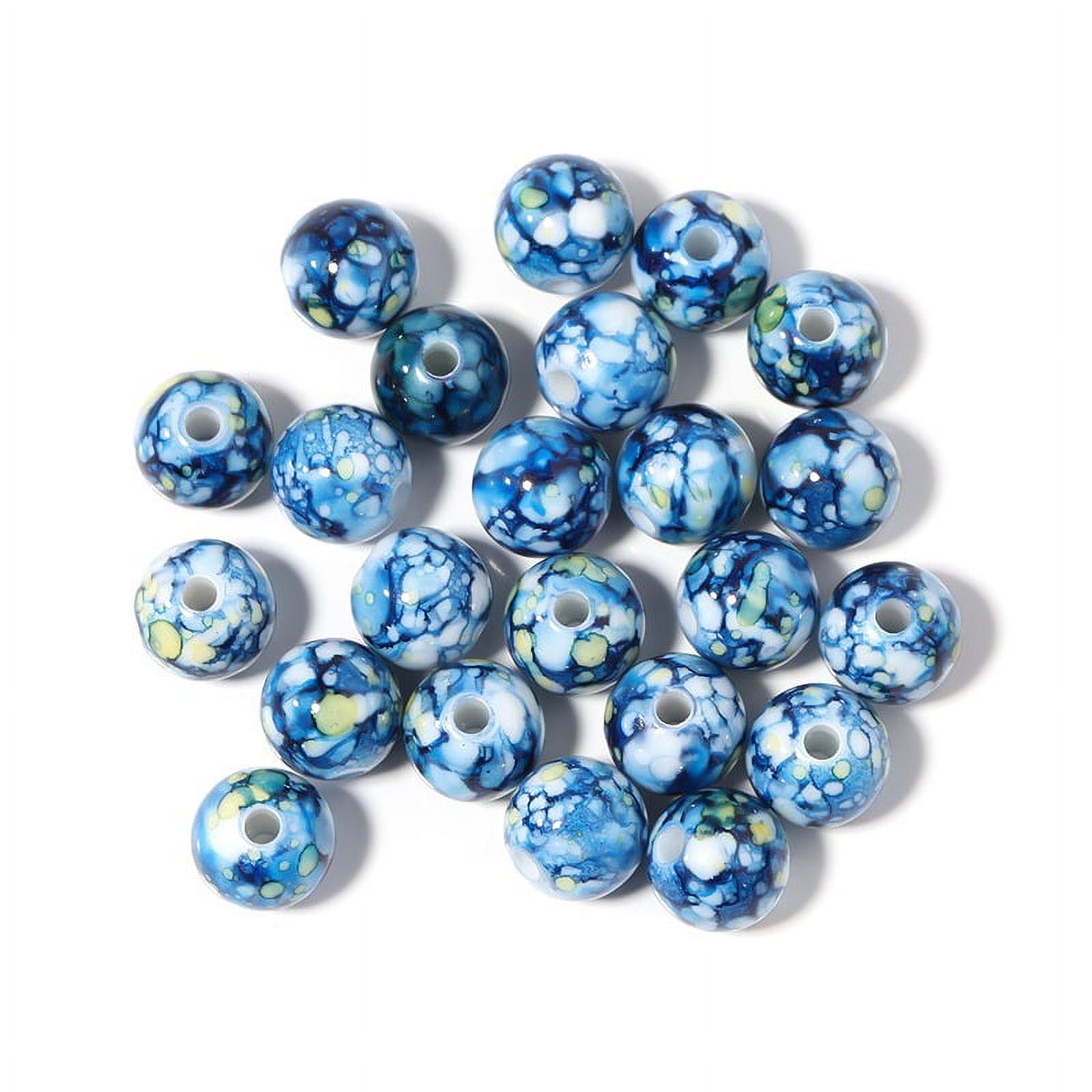 Lava Beads Round Loose Marble Beads in Ink Patterns Chakra Beads with ...