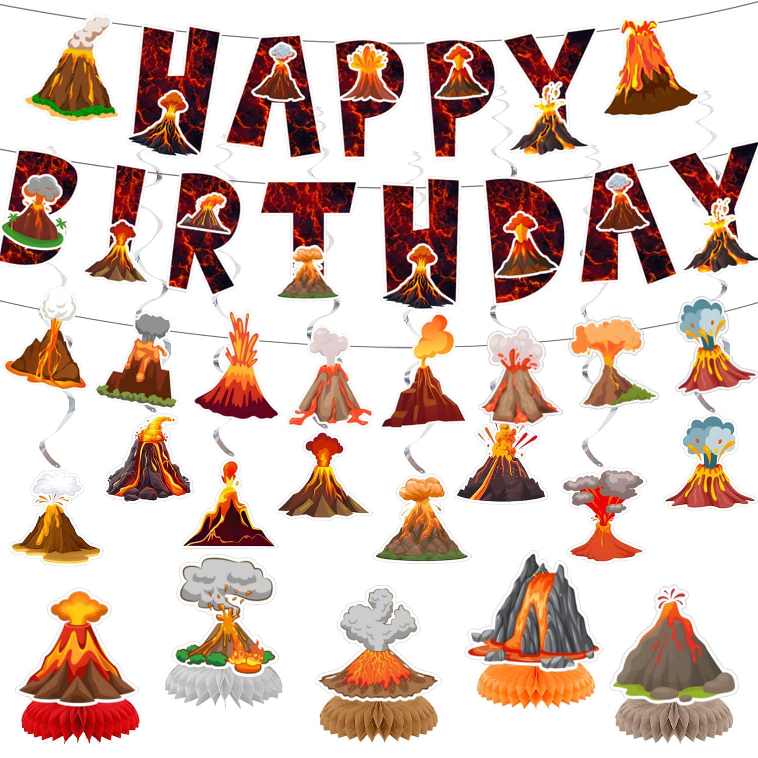 Lava Birthday Party Decorations,Volcano SSF20 Party Supply Set Kids ...