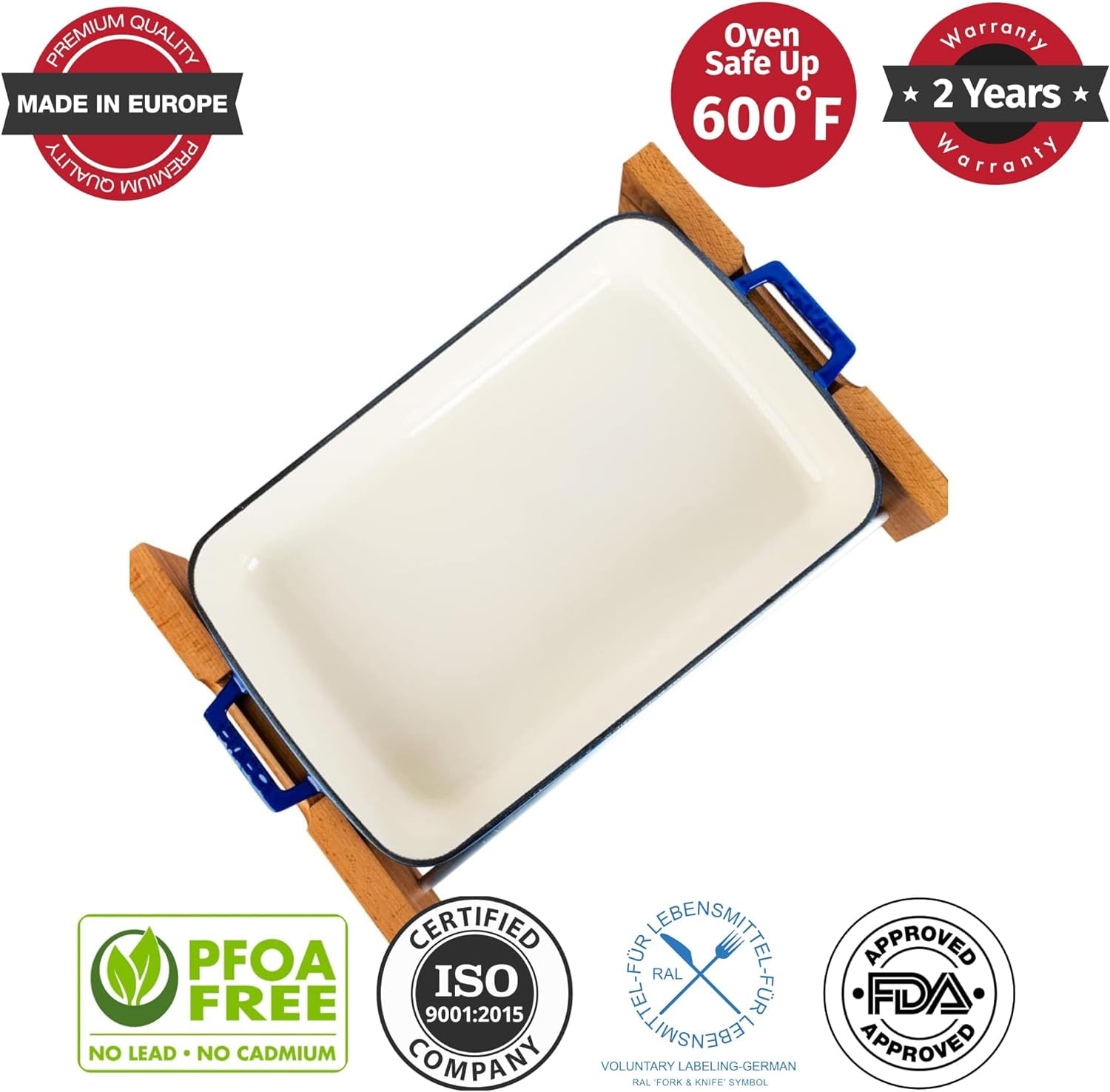 Lava Cast Iron Lasagna Pan, Three Layers of Enameled Cast Iron Lasagna ...