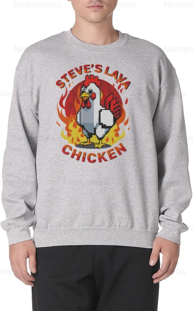 Lava Chicken Funny Pixel Miners Meme Gaming Gamer Craft Fun Sweatshirt ...