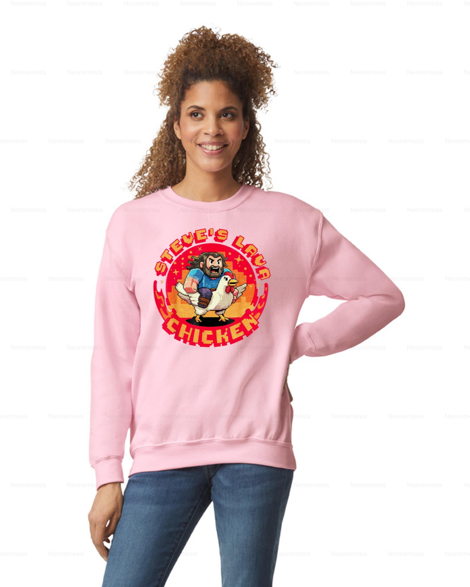 Lava Chicken Miners Meme Steve Pixel Gaming Gamer Retro Art Sweatshirt ...