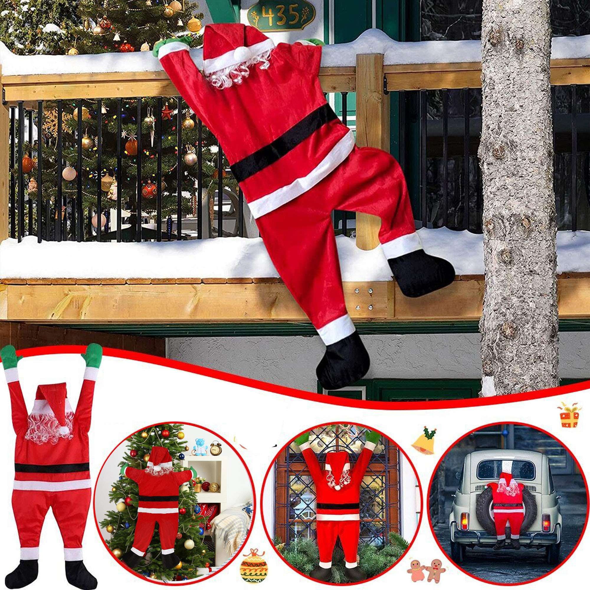 Lava Christmas Hanging Santa Claus Decorations 3.6ft Climbing Stana ...