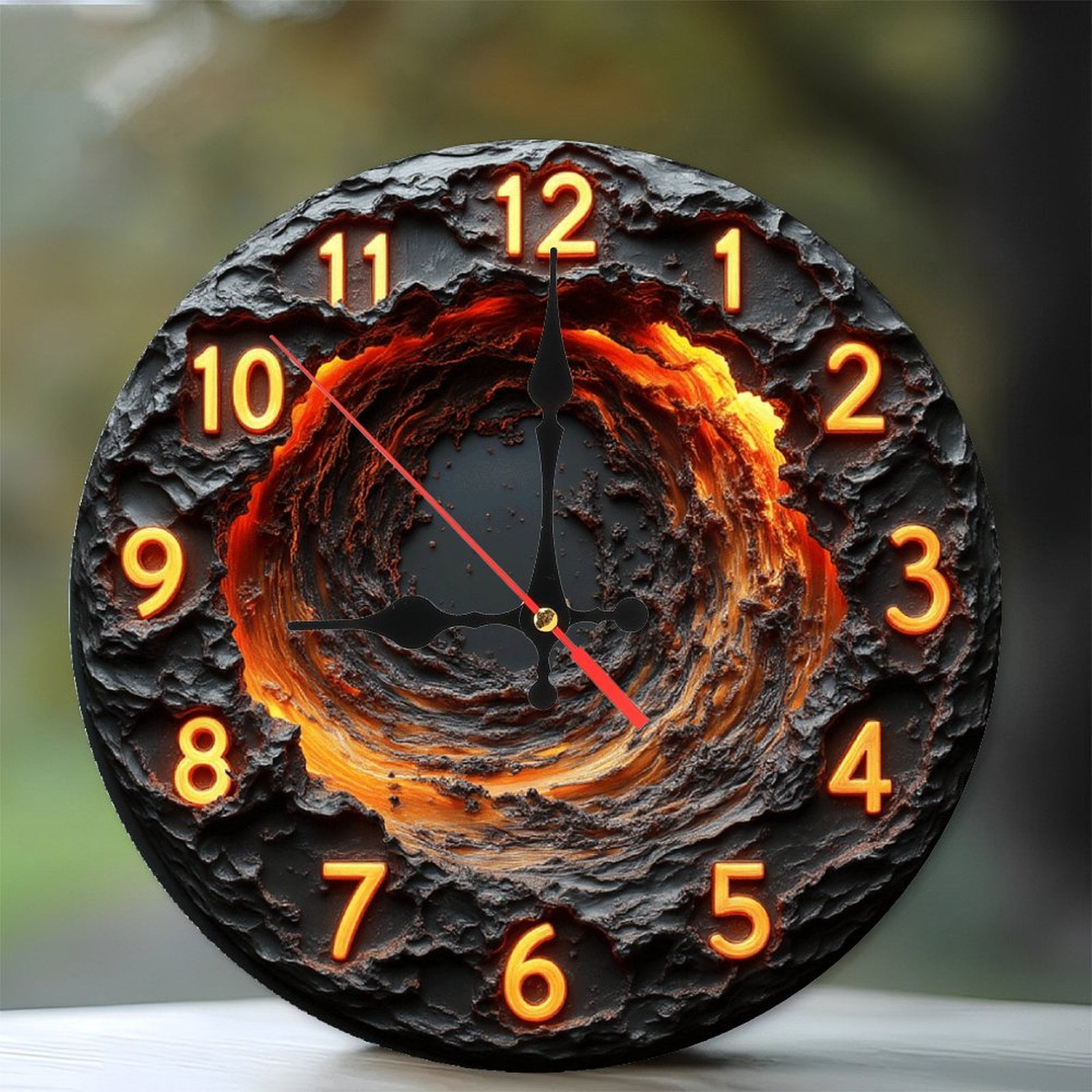 Lava Clock Wall Decor with 2D Numerals for Home 10-Inch Silent Wooden ...