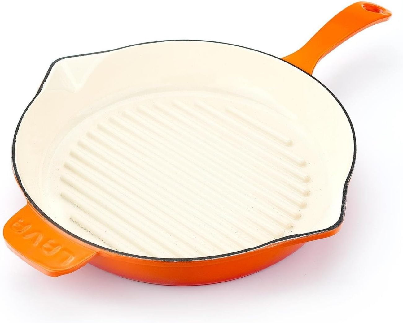 Lava Enameled Cast Iron Ceramic Steak Grill Pan with Side Drip Spouts ...