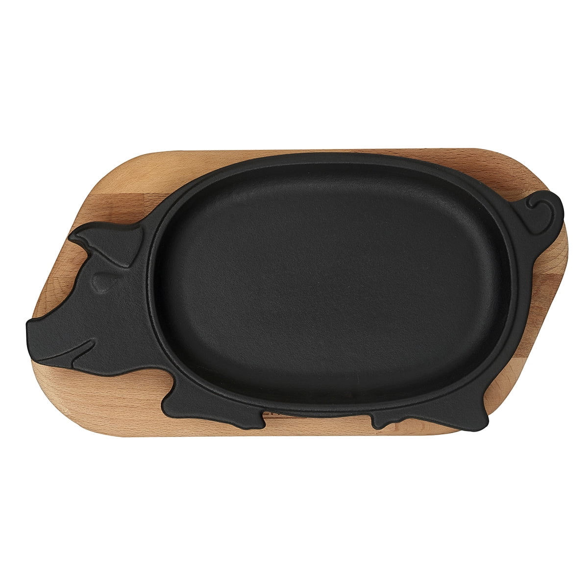 Lava Enameled Cast Iron Serving Dish 5.5 inch-Pig Shaped with Beechwood ...