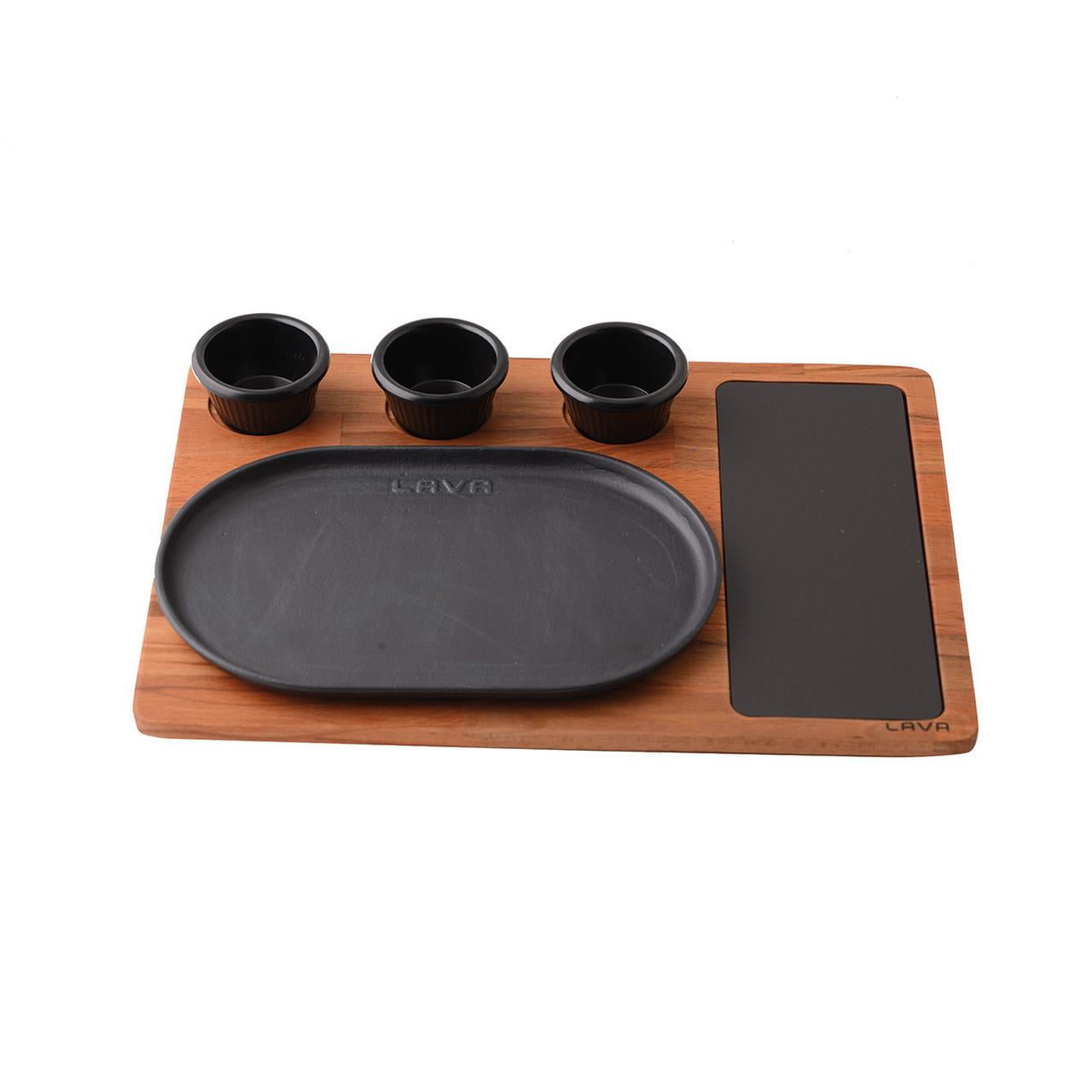 Lava Enameled Cast Iron Serving Dish-Pan 11 inch-Oval with Beechwood ...