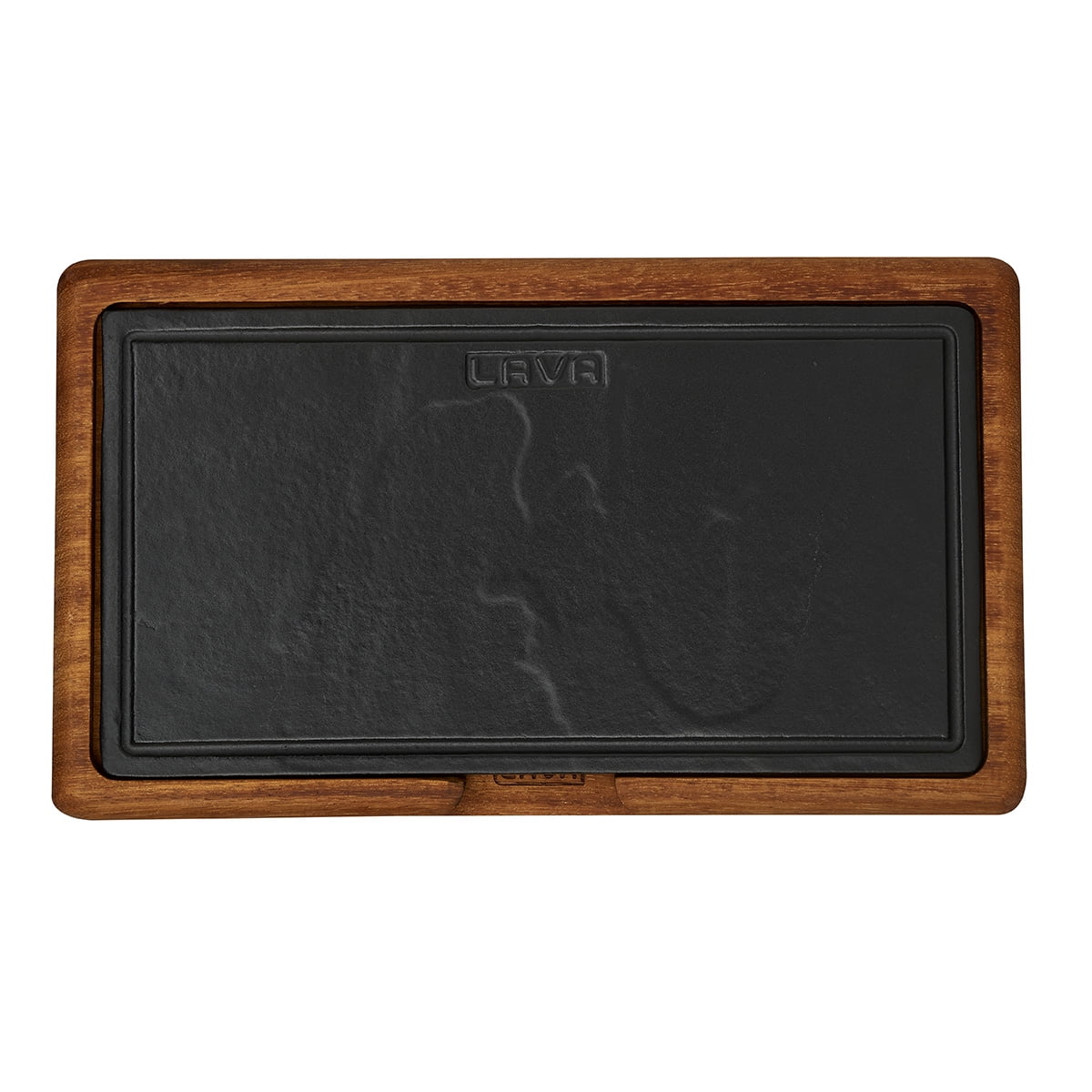 Lava 12-Inch Enameled Cast Iron Rectangular Serving Dish with Iroko ...