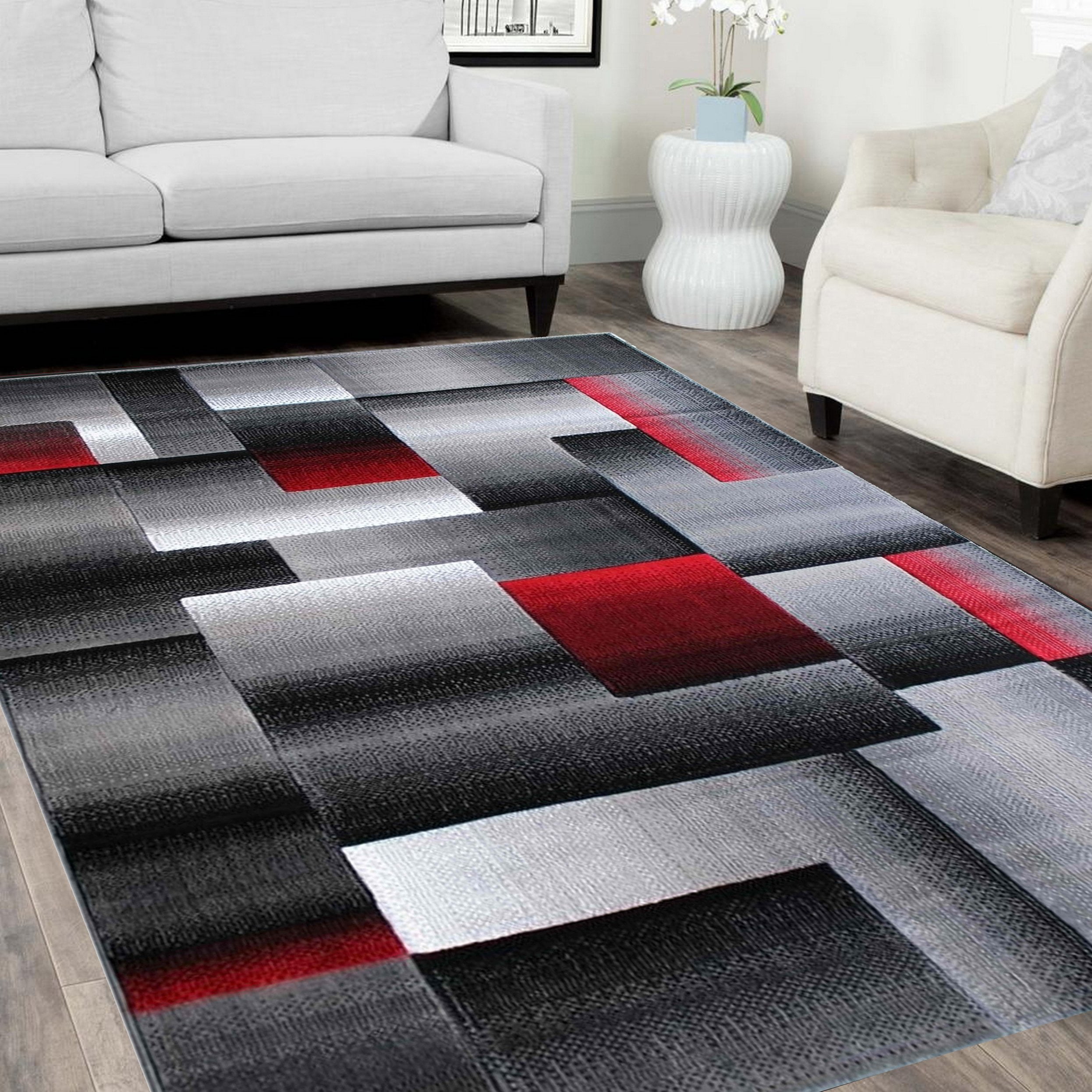 Lava/Grey/Silver/Black/Abstract Area Rug Modern Contemporary Geometric ...