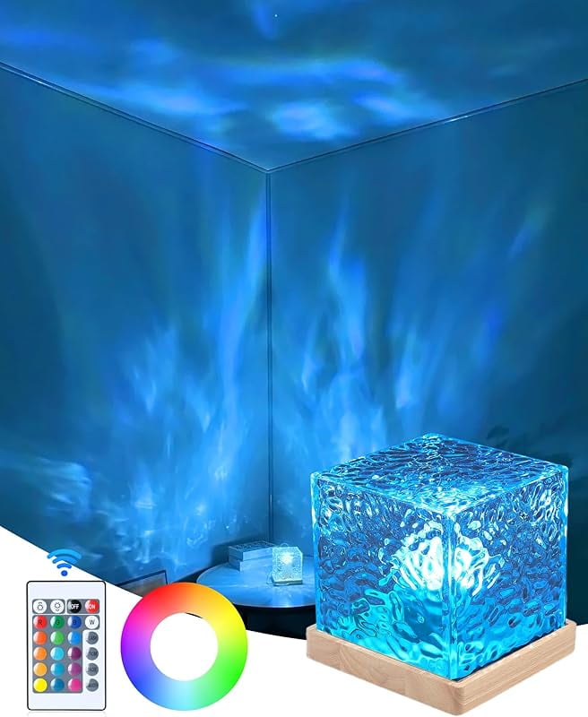 Lava Lamp,5.1 inch Ocean Wave Projector Light Northern Lights Cube ...