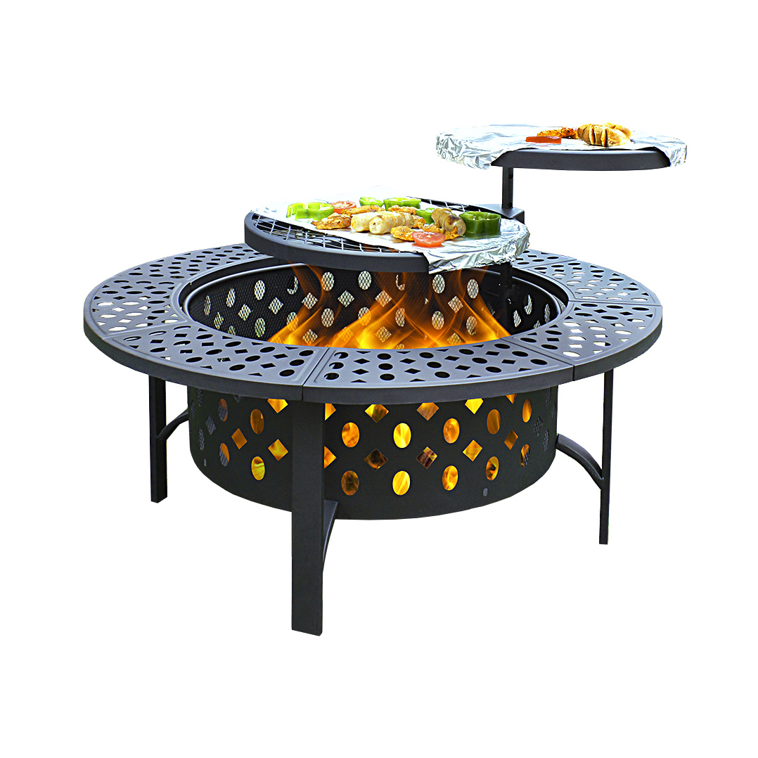 Gymax 36 Inch Round Steel Fire Pit Ring Liner DIY Wood Burning Insert ...