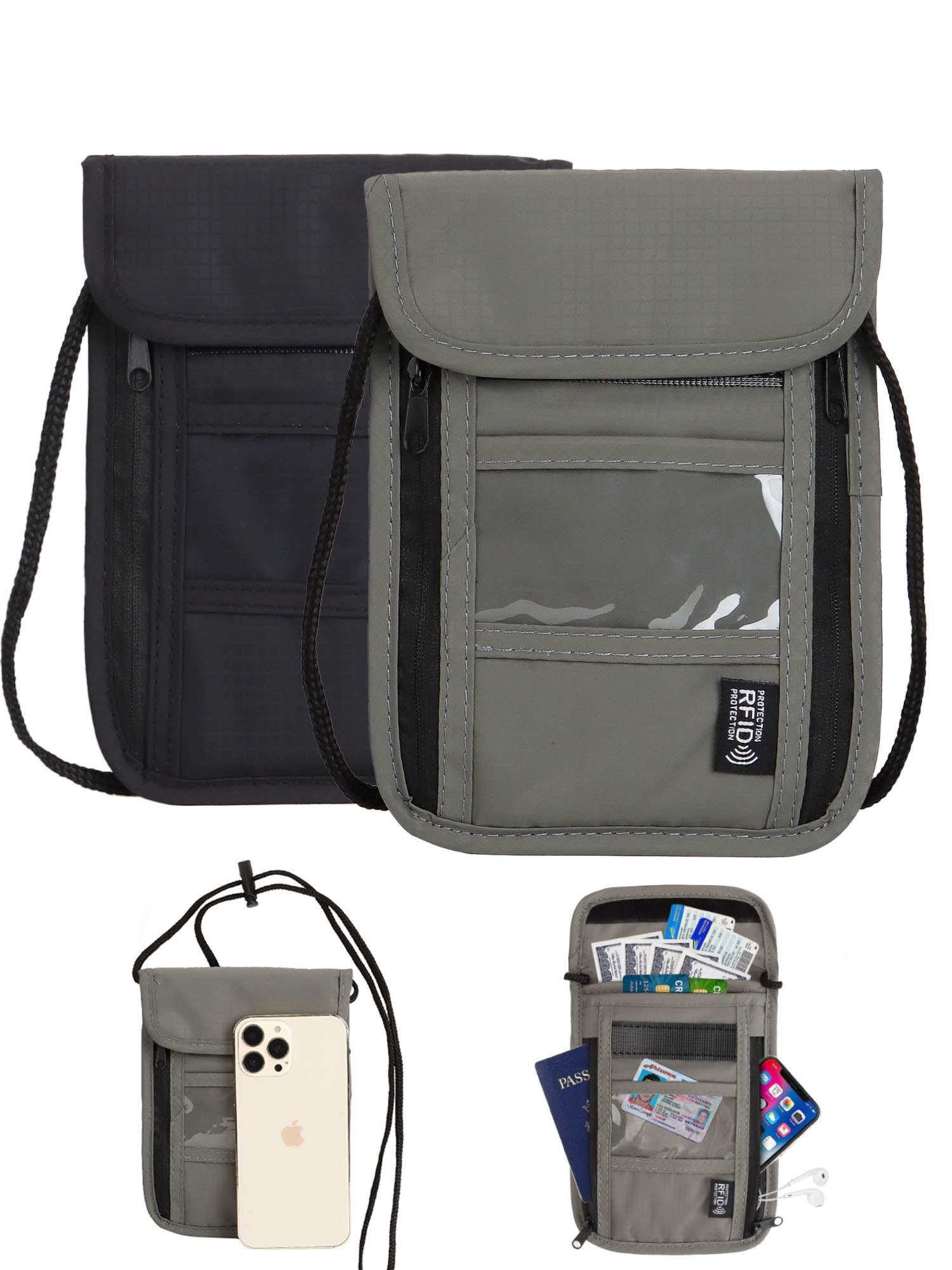 LAVA Travel Neck Wallet with RFID Blocking Passport Holder Card Wallet ...