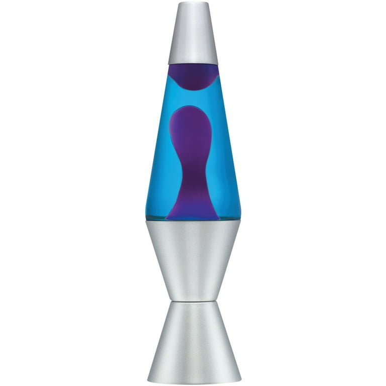 Lava the Original 14.5 Inch Silver Base Lamp with Purple Wax in Blue Liquid