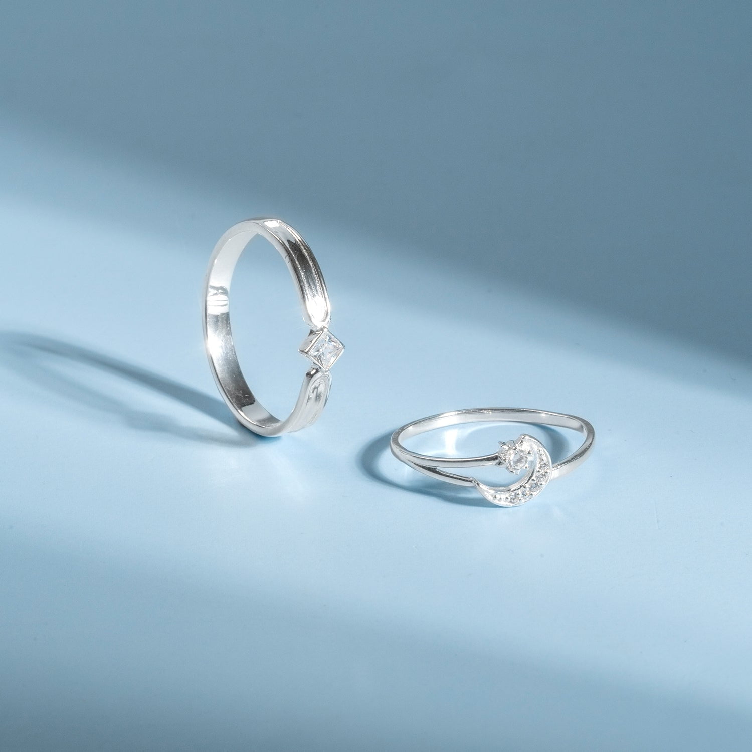 LavaJewelry, Lunar and Stellar Duo Rings, 925 Sterling Silver Ring ...