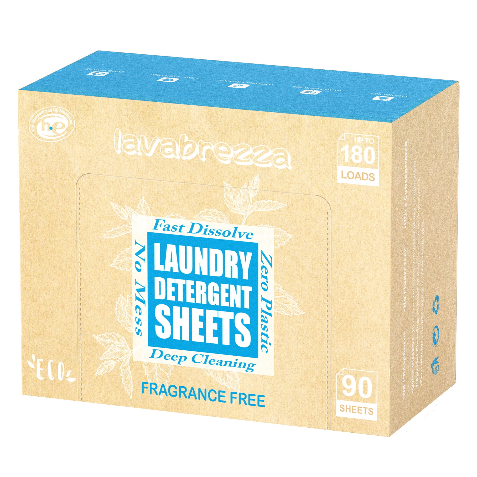 Lavabrezza Eco-Friendly Biodegradable Laundry Detergent Sheets, 90ct ...
