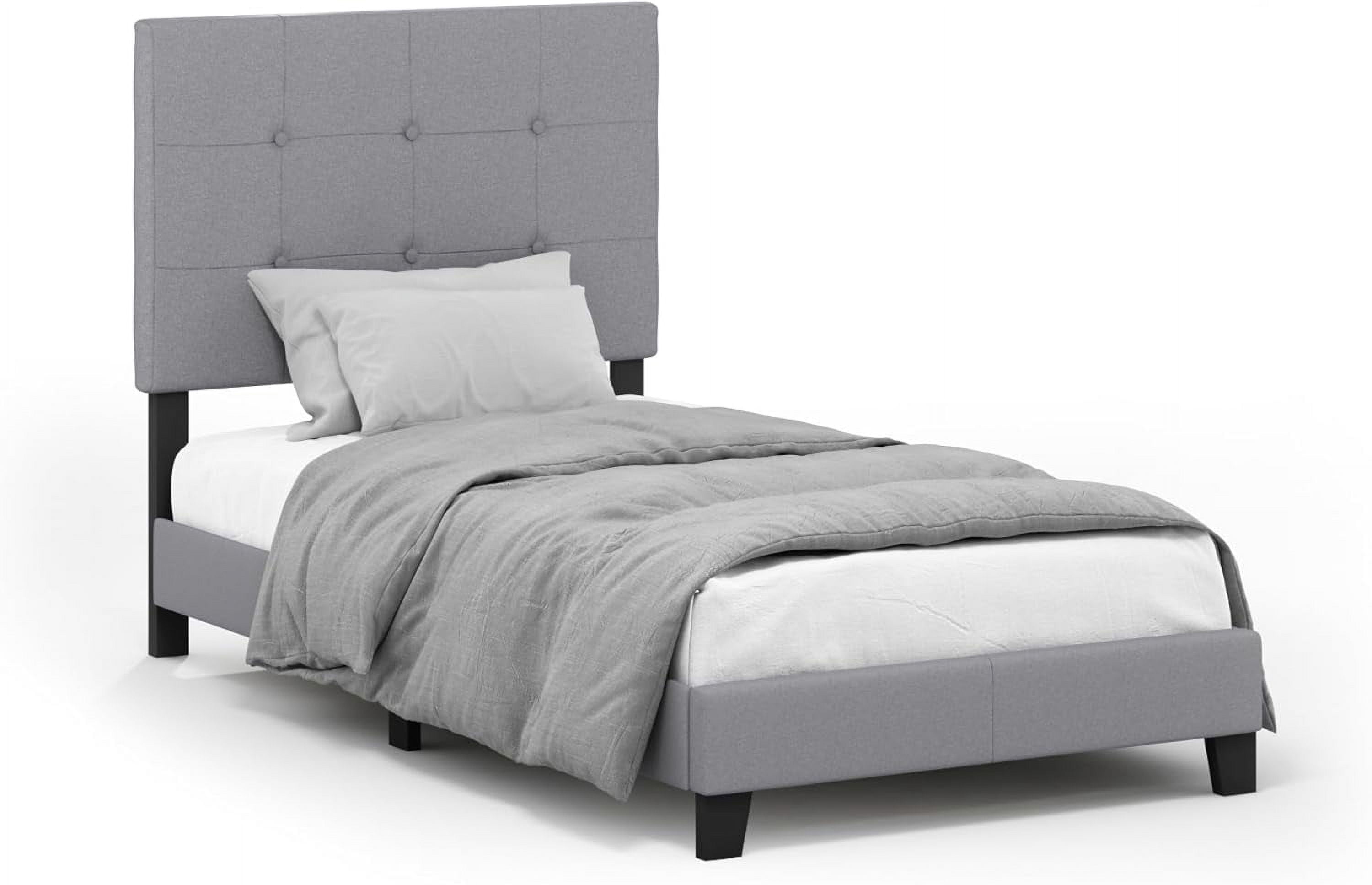 Laval Button Tufted Upholstered Platform Bed Frame, Twin, Glacier ...