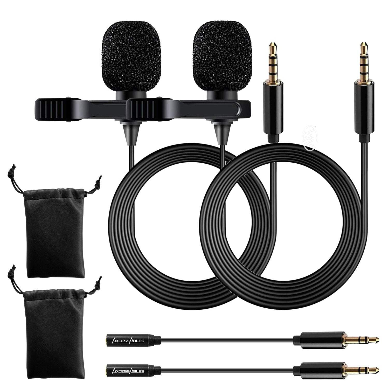 Lavalier Clip-On Microphone with 5ft TRRS 3.5mm Cable and Adapter ...