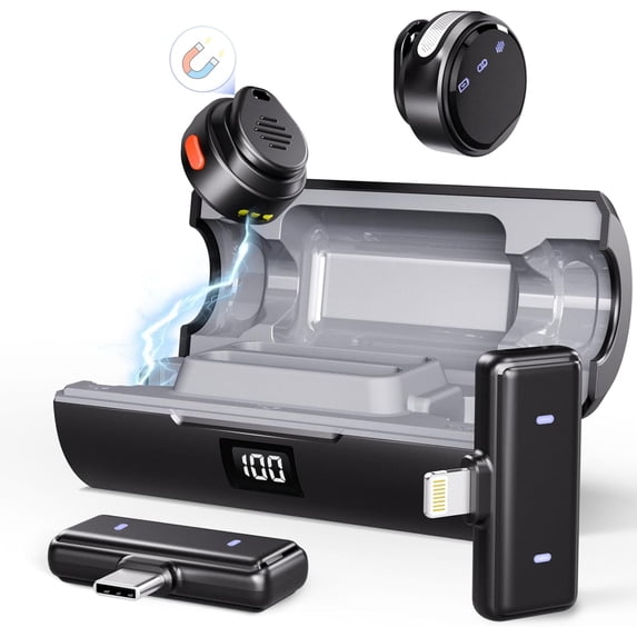 Lavalier Microphone for /Android, The Smallest 48H 164ft Range Noise ...