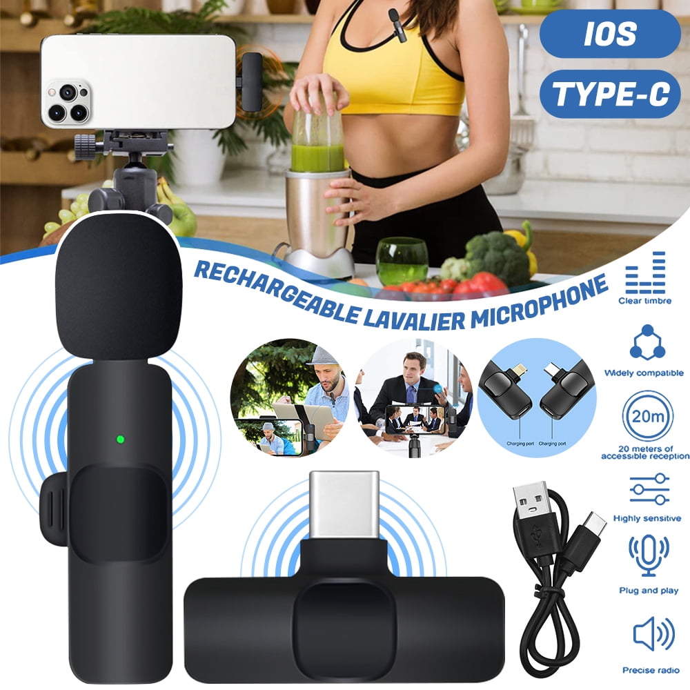 Lavalier Microphone,DFITO Plug-Play Wireless Microphones, Wireless ...