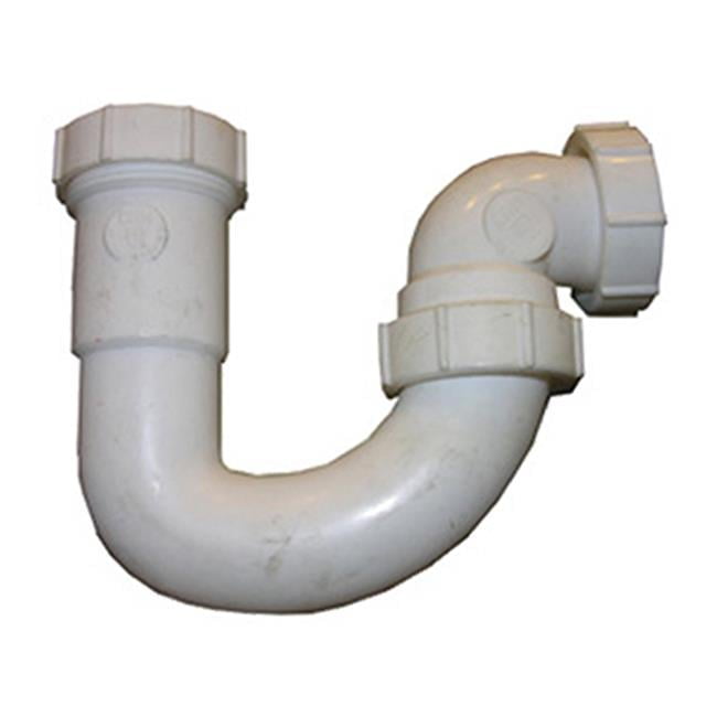 Lasco Fittings Lavatory Drain J Bend Trap - White PVC, Slip Joint - 1. ...