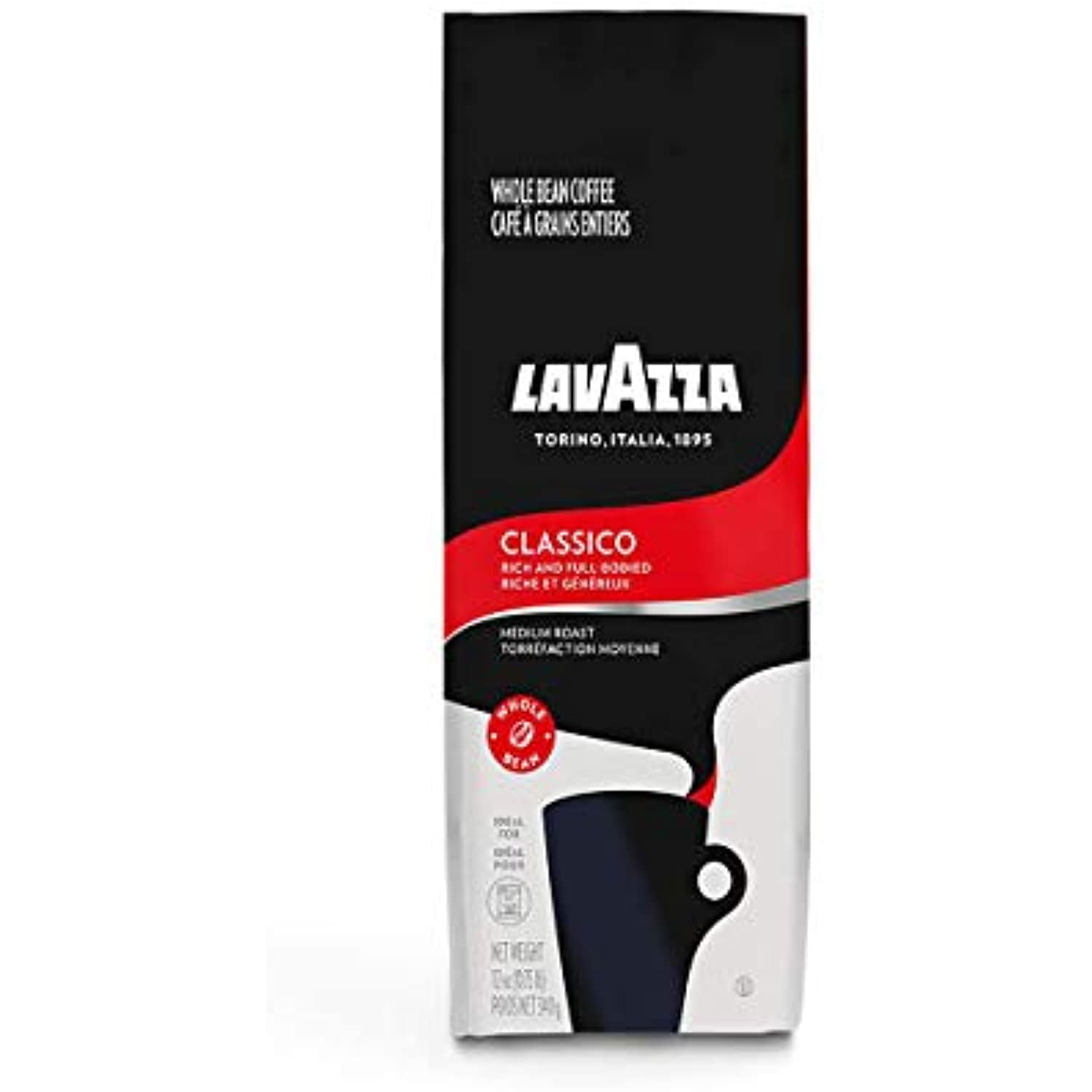 Lavazza Classico Whole Bean Coffee Blend Medium Roast 12Oz, Classico ...