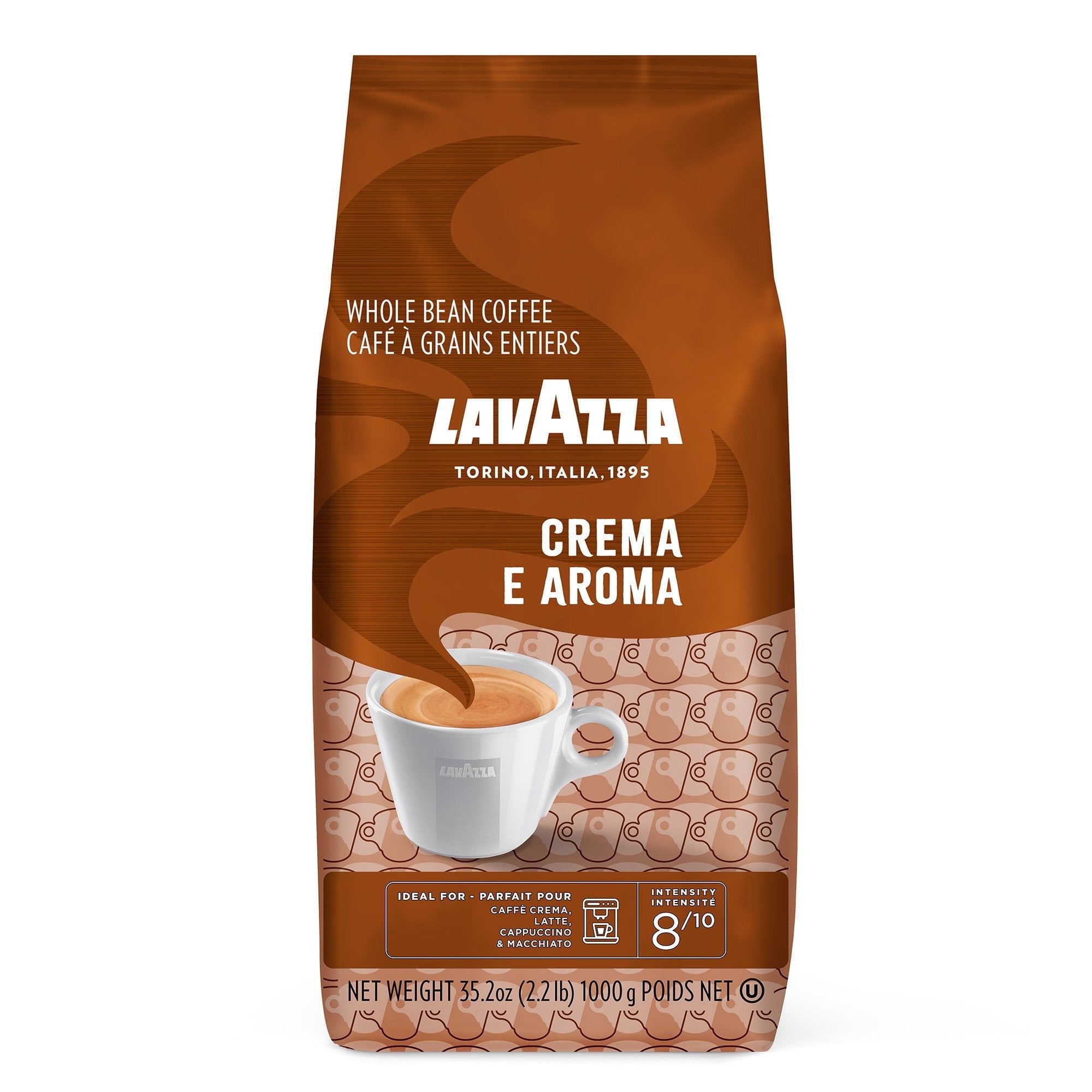 Lavazza Crema e Aroma Italian Espresso Whole Bean Coffee, Medium Roast, 2.2lbs(Pack of 2 ...