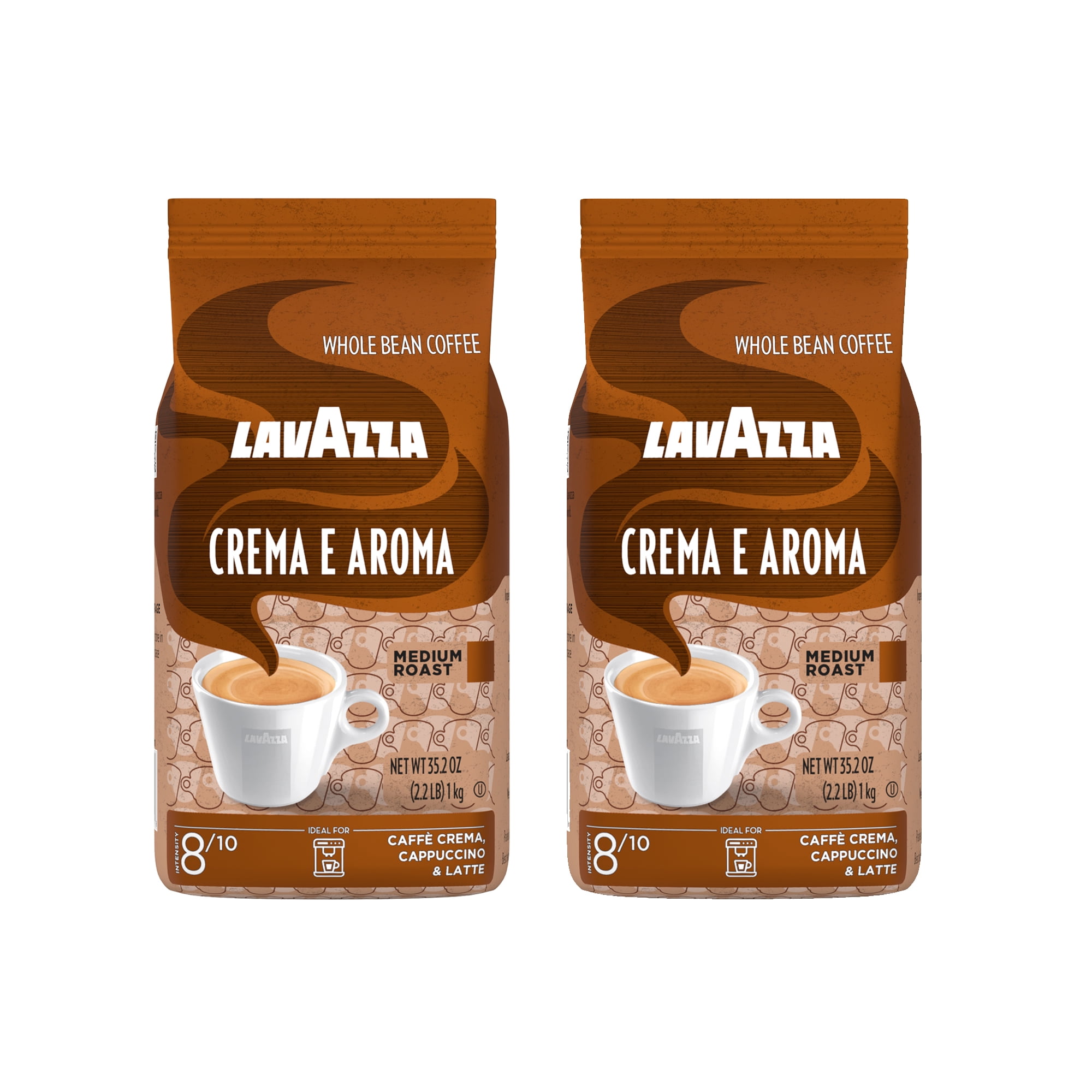 Lavazza Crema e Aroma Italian Espresso Whole Bean Coffee, Medium Roast, 2.2lbs(Pack of 2 ...