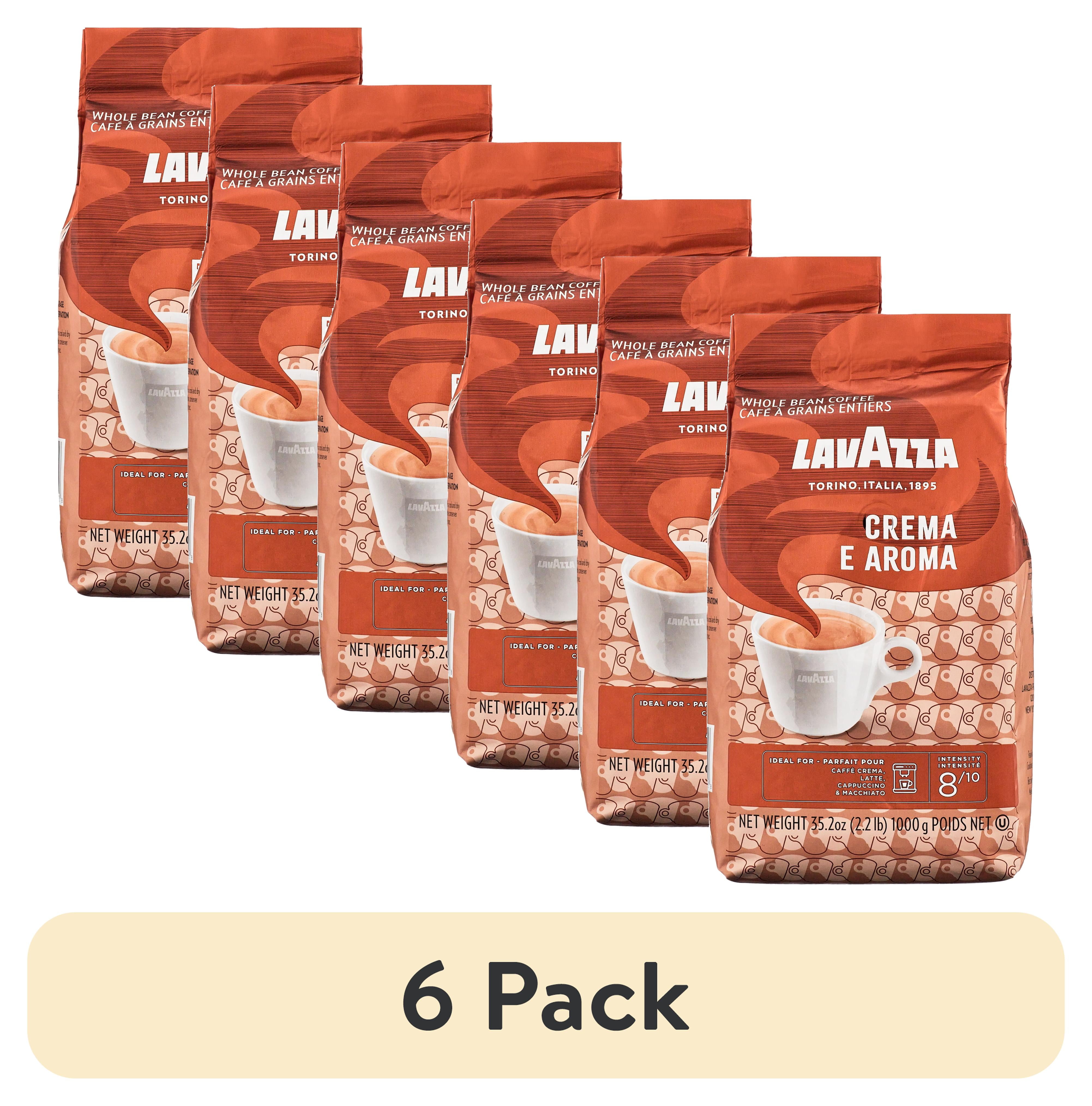(6 pack) Lavazza Crema e Aroma Whole Bean Coffee, Medium Roast, Arabica ...