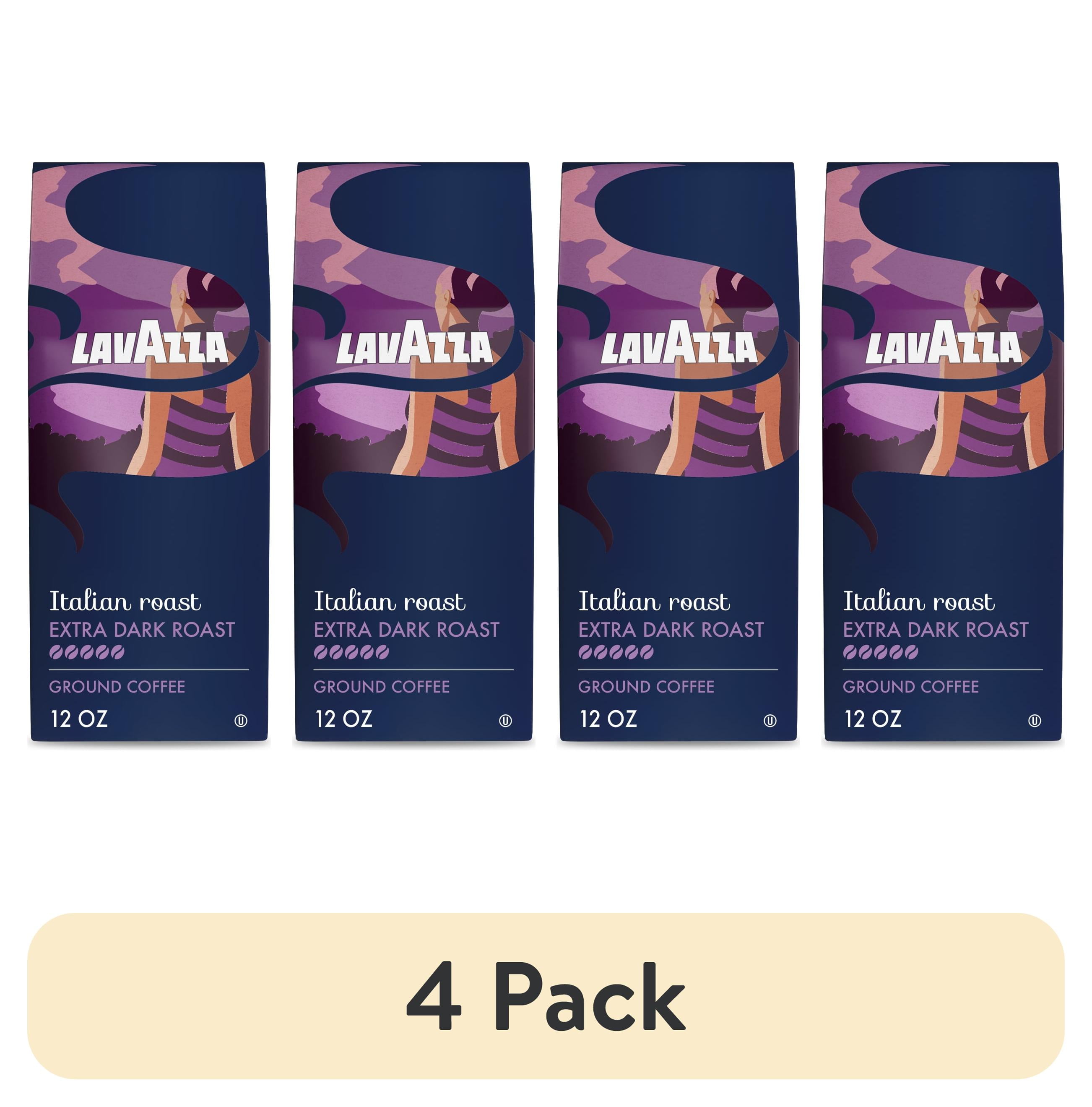 (4 pack) Lavazza Italian Roast Ground Coffee, Extra Dark Roast, 100% ...