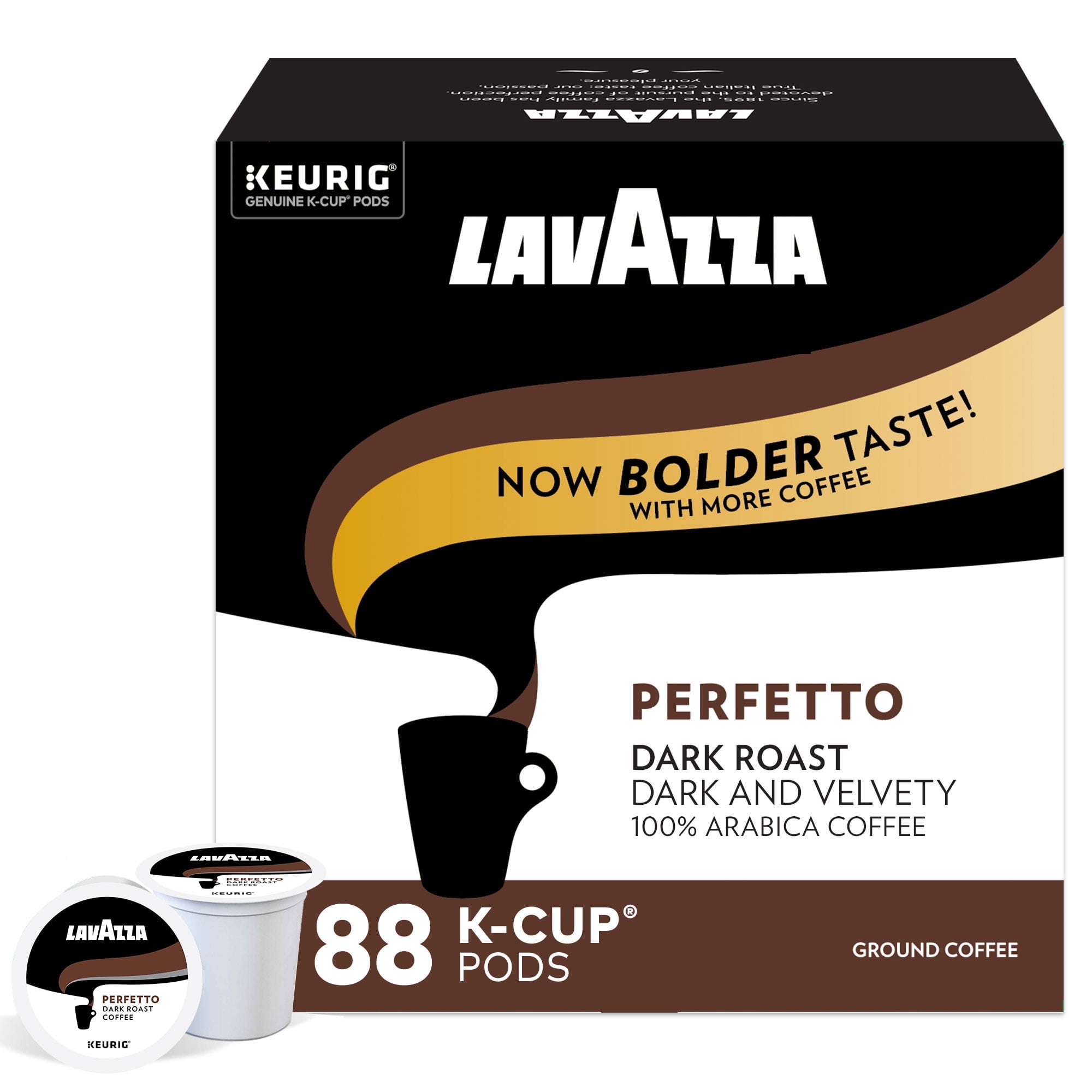 Lavazza Perfetto Dark Roast K-Cup Pods, 88 Count, 100% Arabica, Bold ...