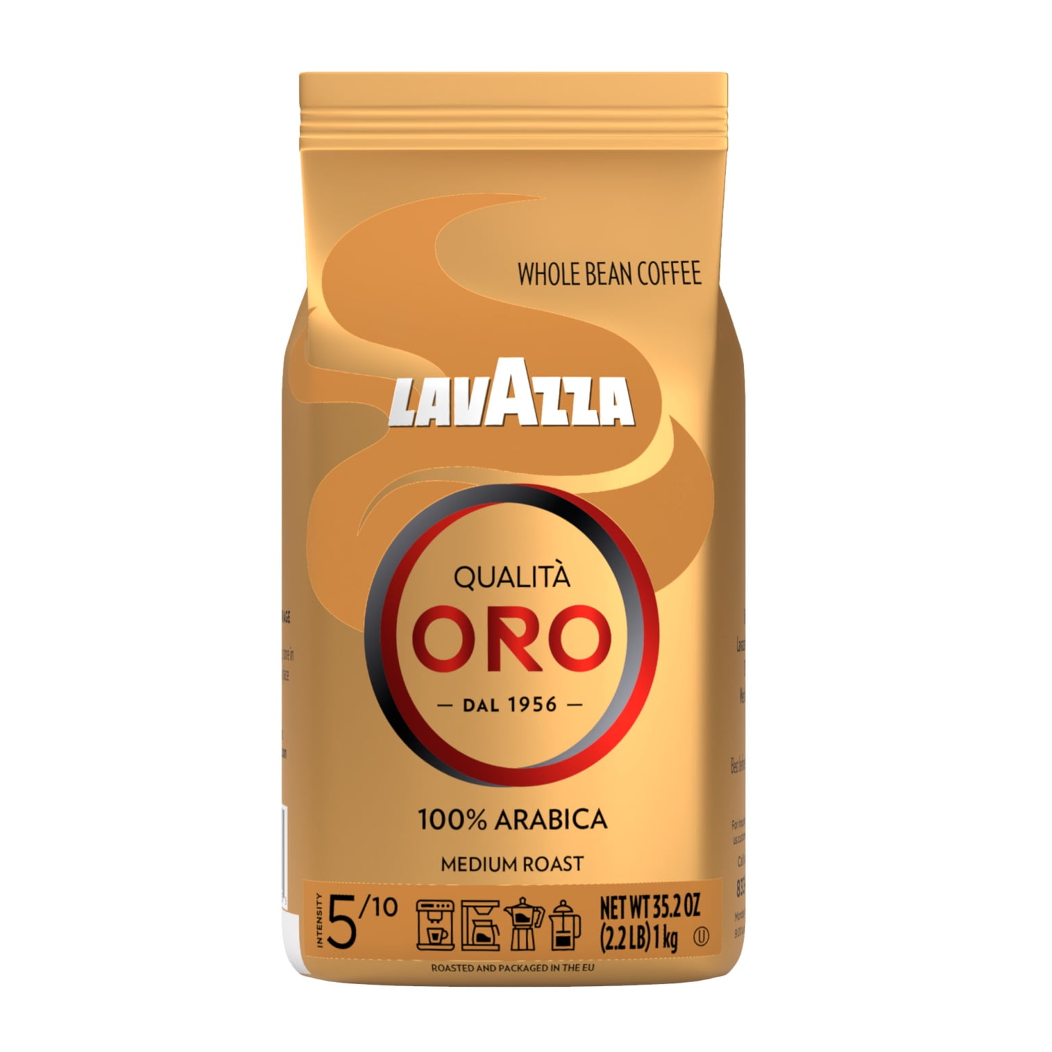 Lavazza Qualit√† Oro Whole Bean Coffee 2.2 lb Pack of 1 Medium Roast ...