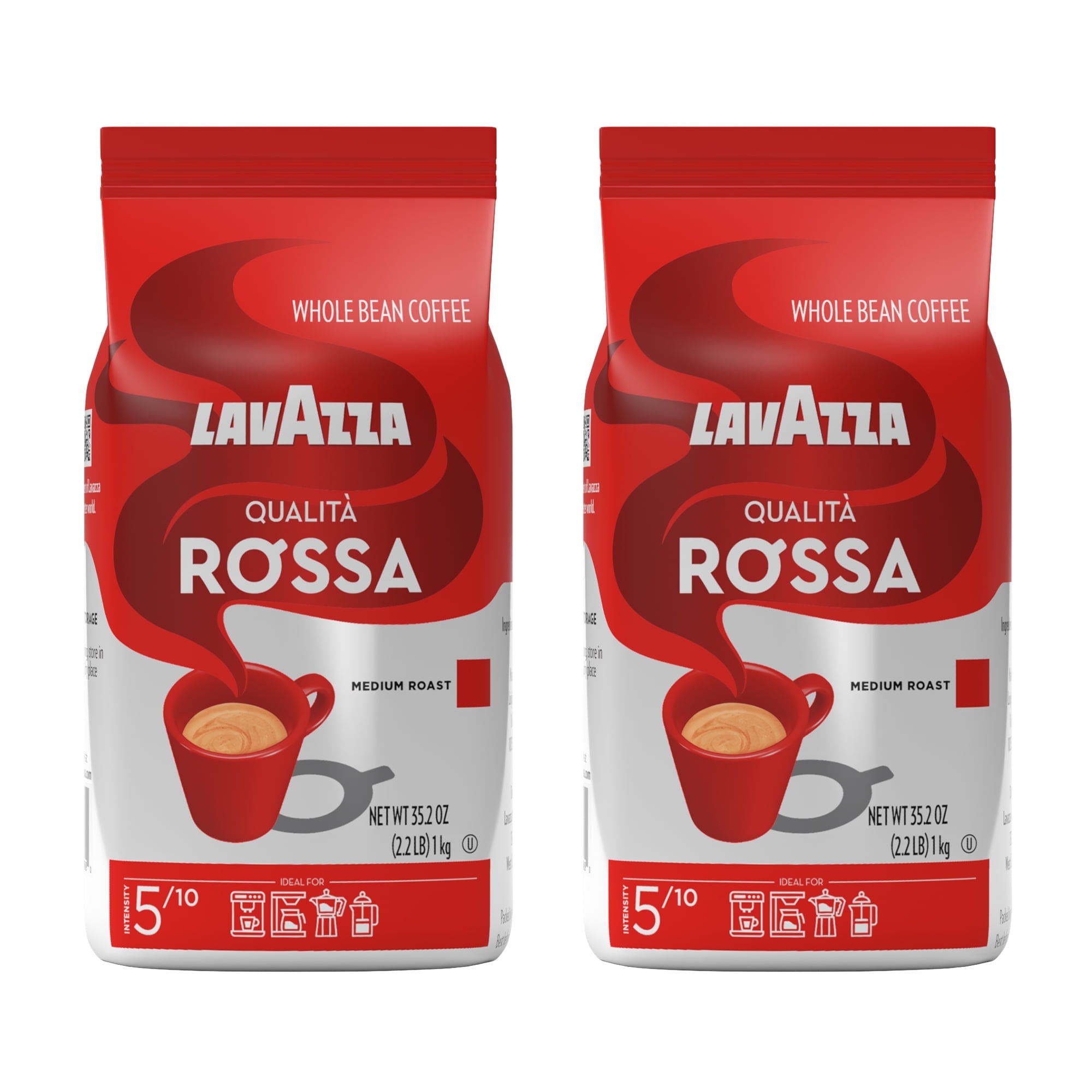 Lavazza Qualita Rossa, Medium Roast Italian Espresso Coffee Beans, 2.2 ...