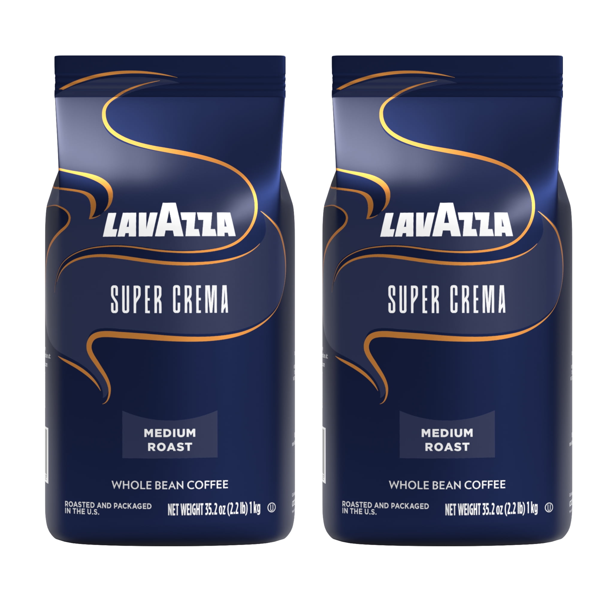 Lavazza Super Crema Italian Espresso Roast, 2.2lb Whole Bean Coffee ...