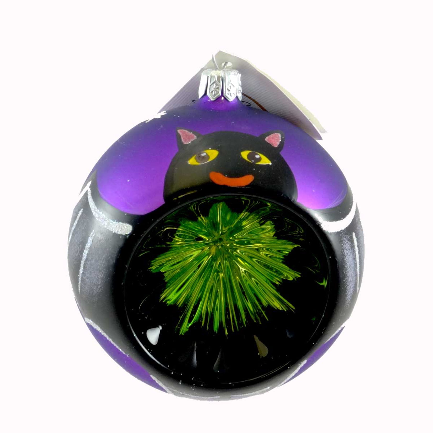 Laved Italian Ornaments BAT PURPLE BALL Glass Halloween Reflector ...