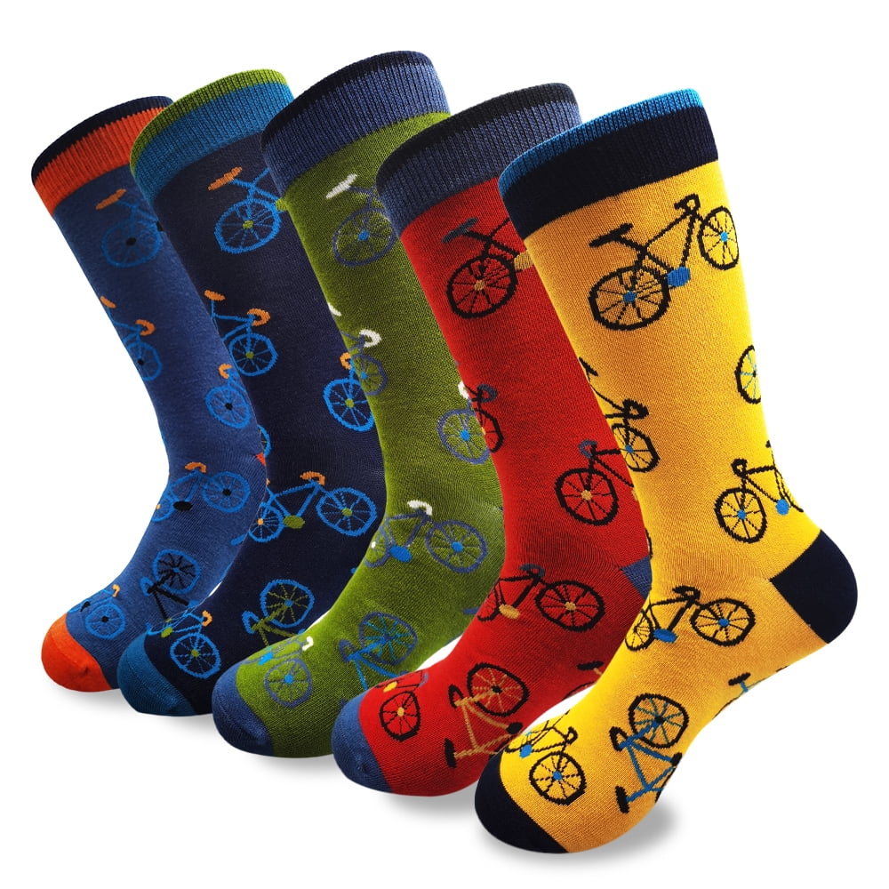 Lavencious Mens Bamboo Crew Cycling Bike Pattern Socks for Men Shoe ...