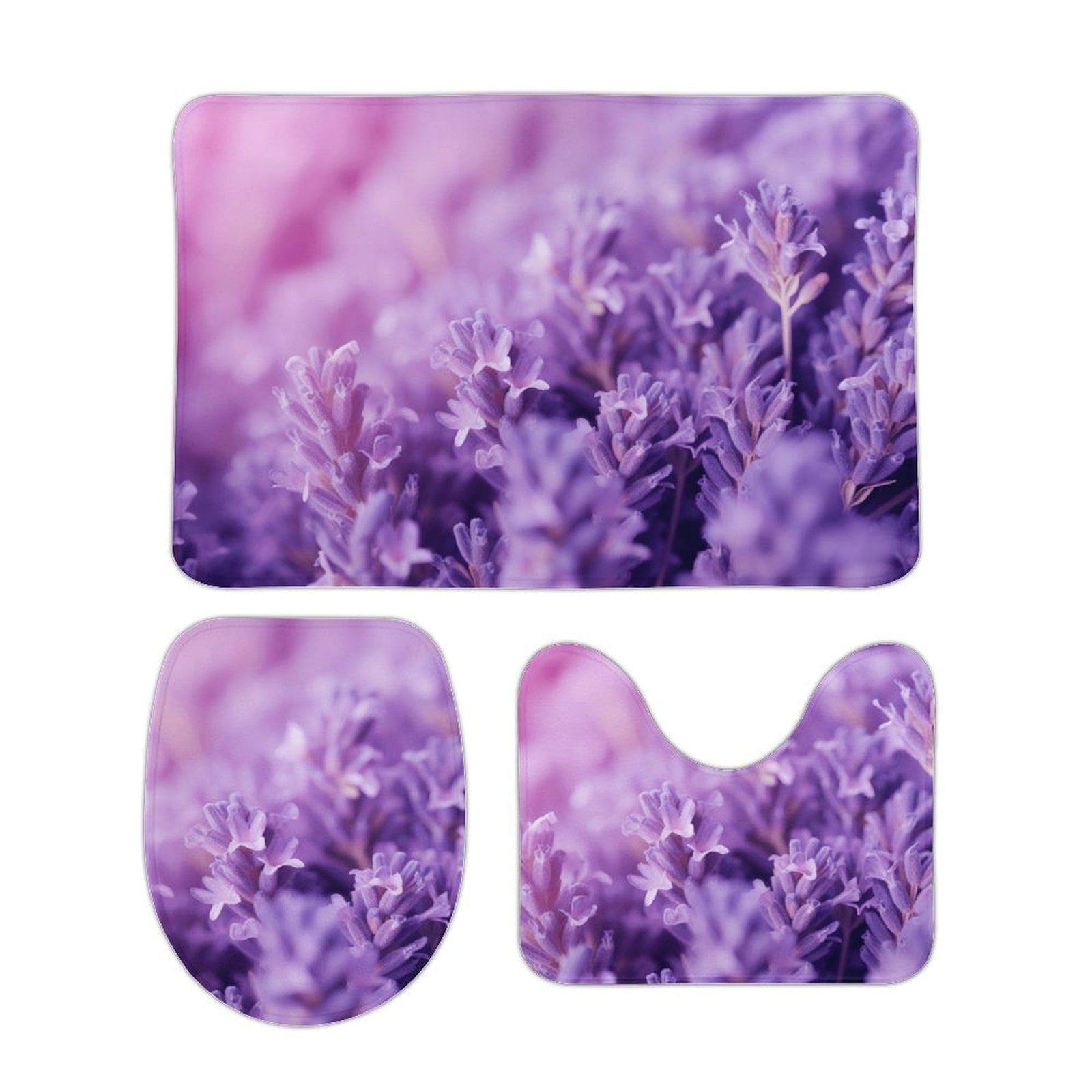 Lavender (17) Bathroom Mats Set of 3 Pieces Non Slip Contour Rug And ...
