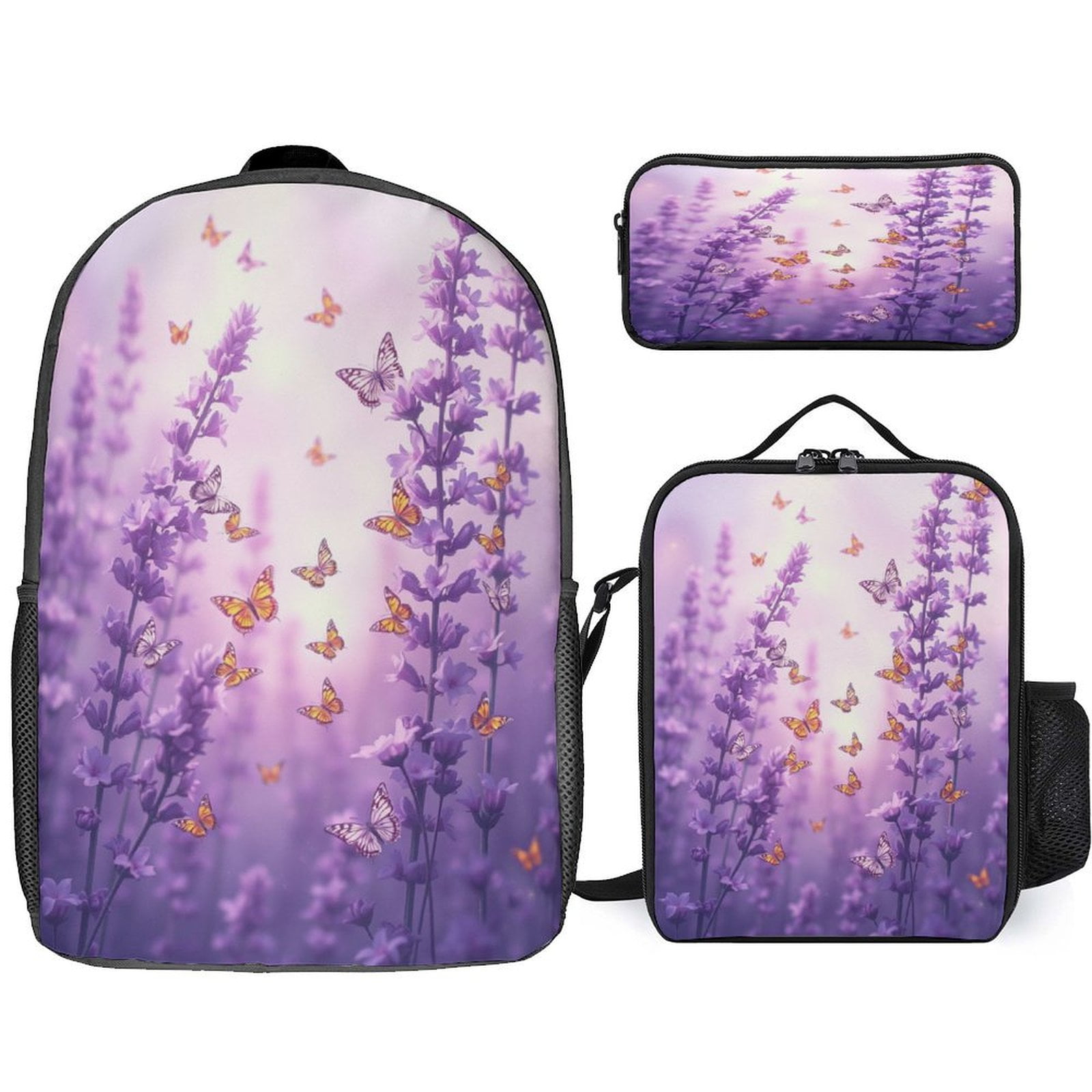 Lavender 3pcs/Set Bags Laptop Daypack Backpack Lunch Bag Pencil Case ...