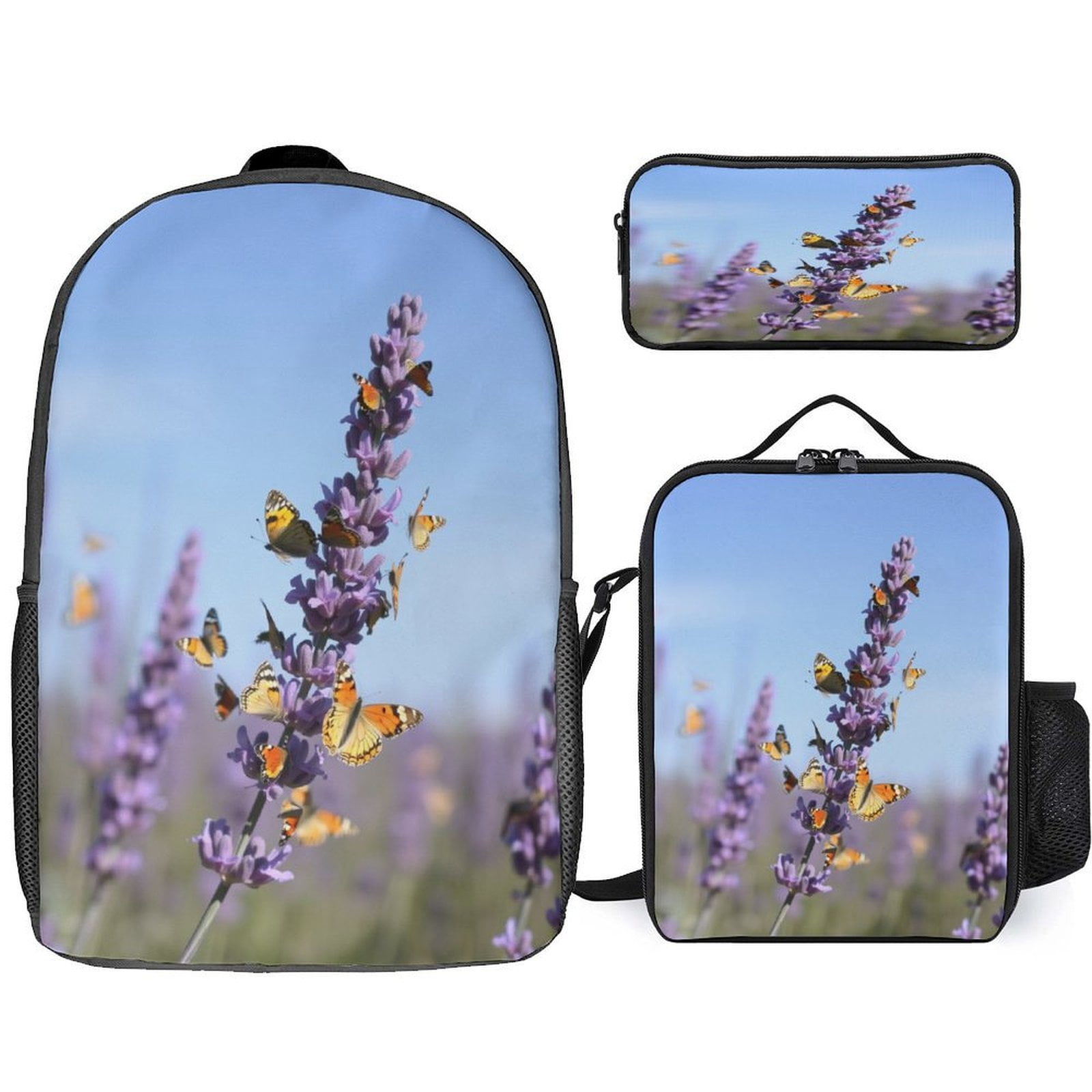 Lavender 3pcs/Set Bags Laptop Daypack Backpack Lunch Bag Pencil Case ...