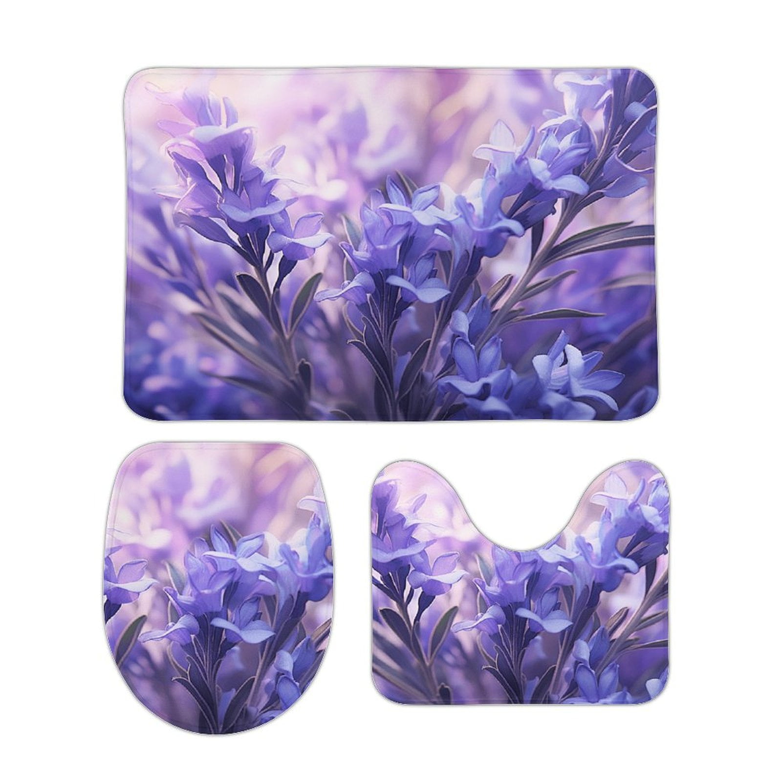Lavender (4) Bathroom Rugs Set 3 Piece with Non-Slip Bath Rugs Toilet ...