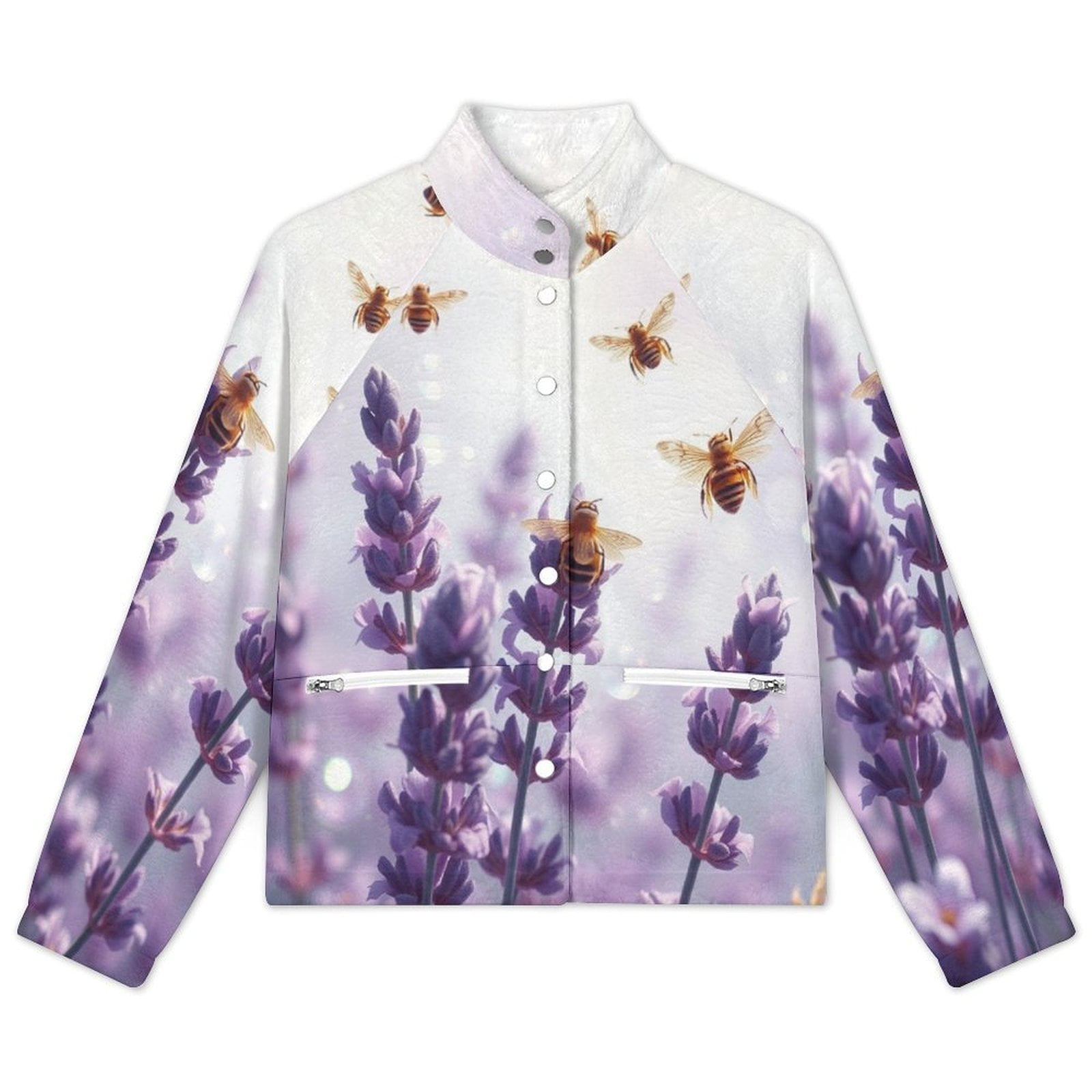 Lavender Autumn Winter Jacket Women Coat Short Plush Stand Collar ...