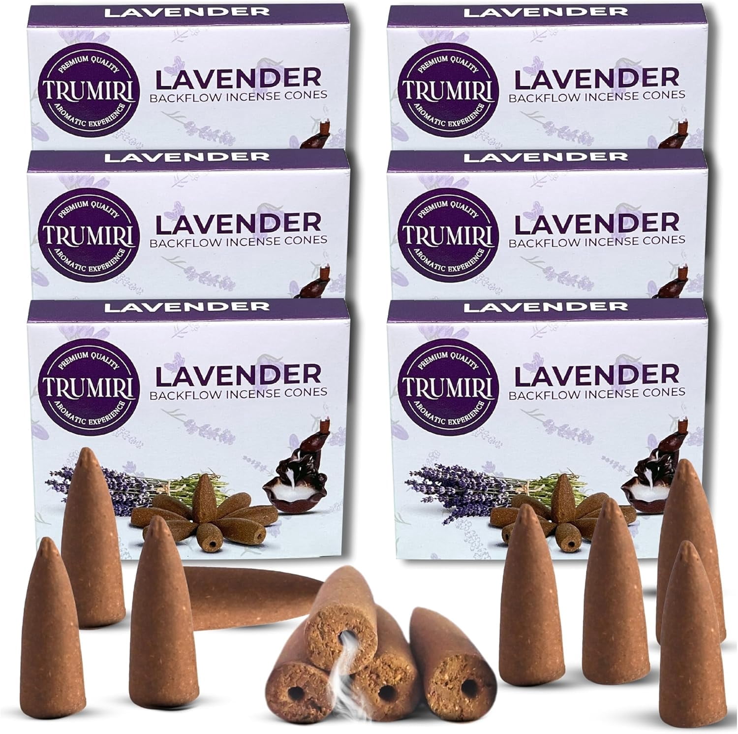 Lavender Backflow Incense Cones - Total 60 Incense Cones Waterfall ...