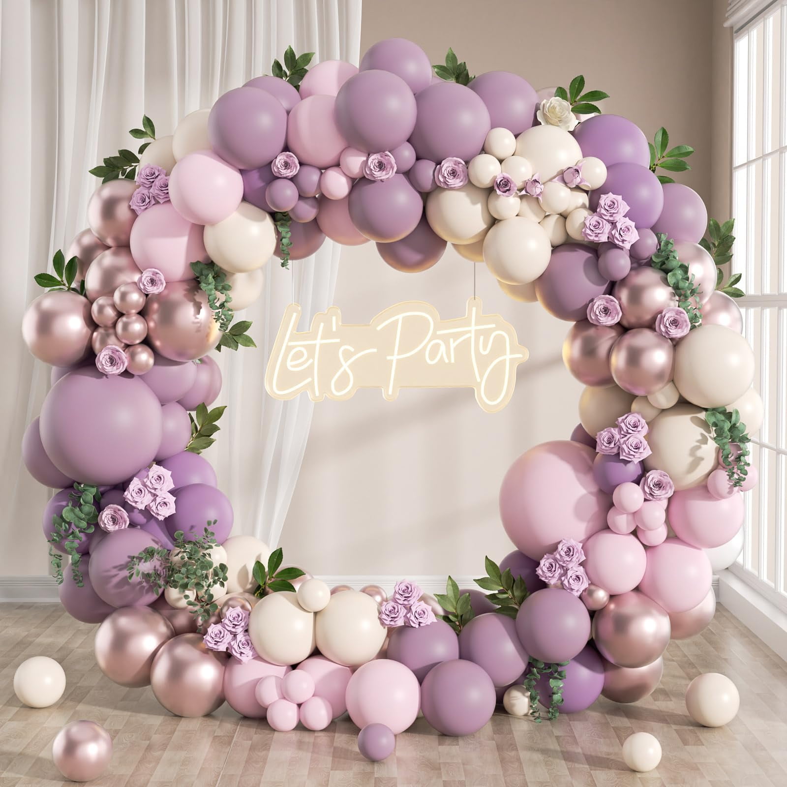 Lavender Balloon Garland Arch Kit, 130pcs KKS1 Pink and Balloon Arch ...