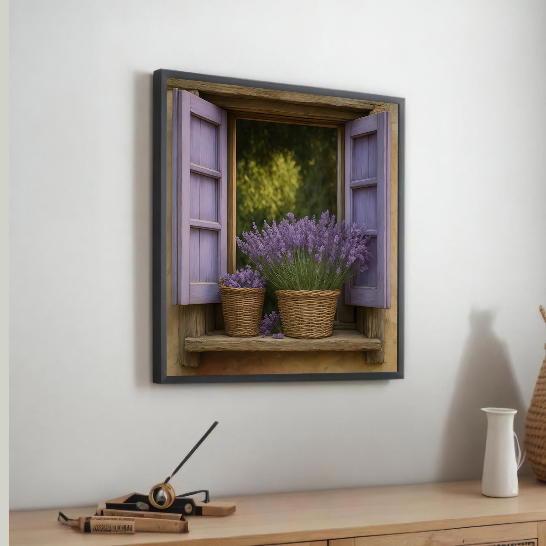 Lavender Baskets On Rustic Window Frame – (Black, White, Gold, Silver ...
