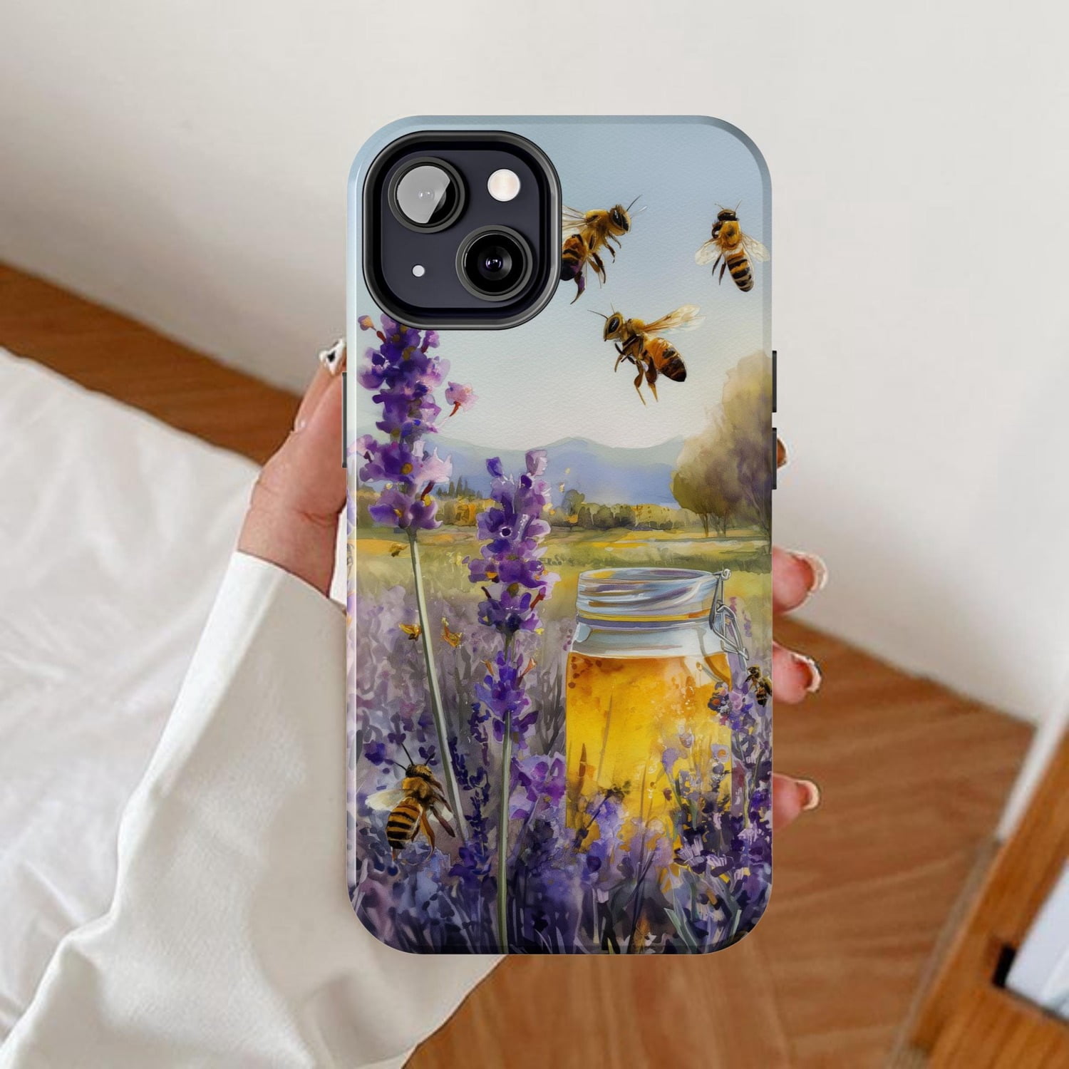 Lavender Bees and Honey Jar Landscape Tough Phone Case for Apple iPhone ...